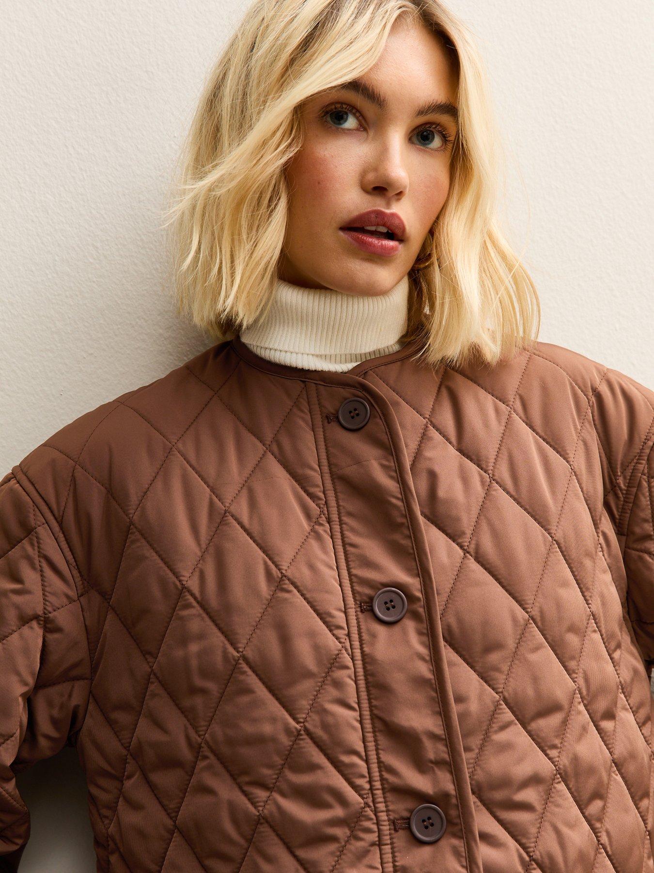New Look Mid Longline Quilted Jacket - Brown | Very