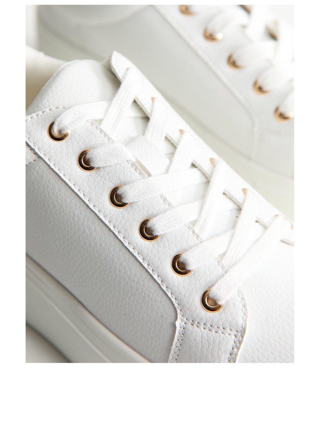 New Look Faux Leather Wedge Trainers - White | Very