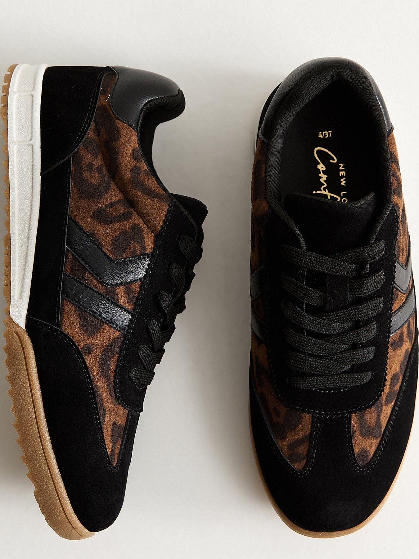 New Look Leopard Print Panelled Faux Leather Trainers - Print | Very