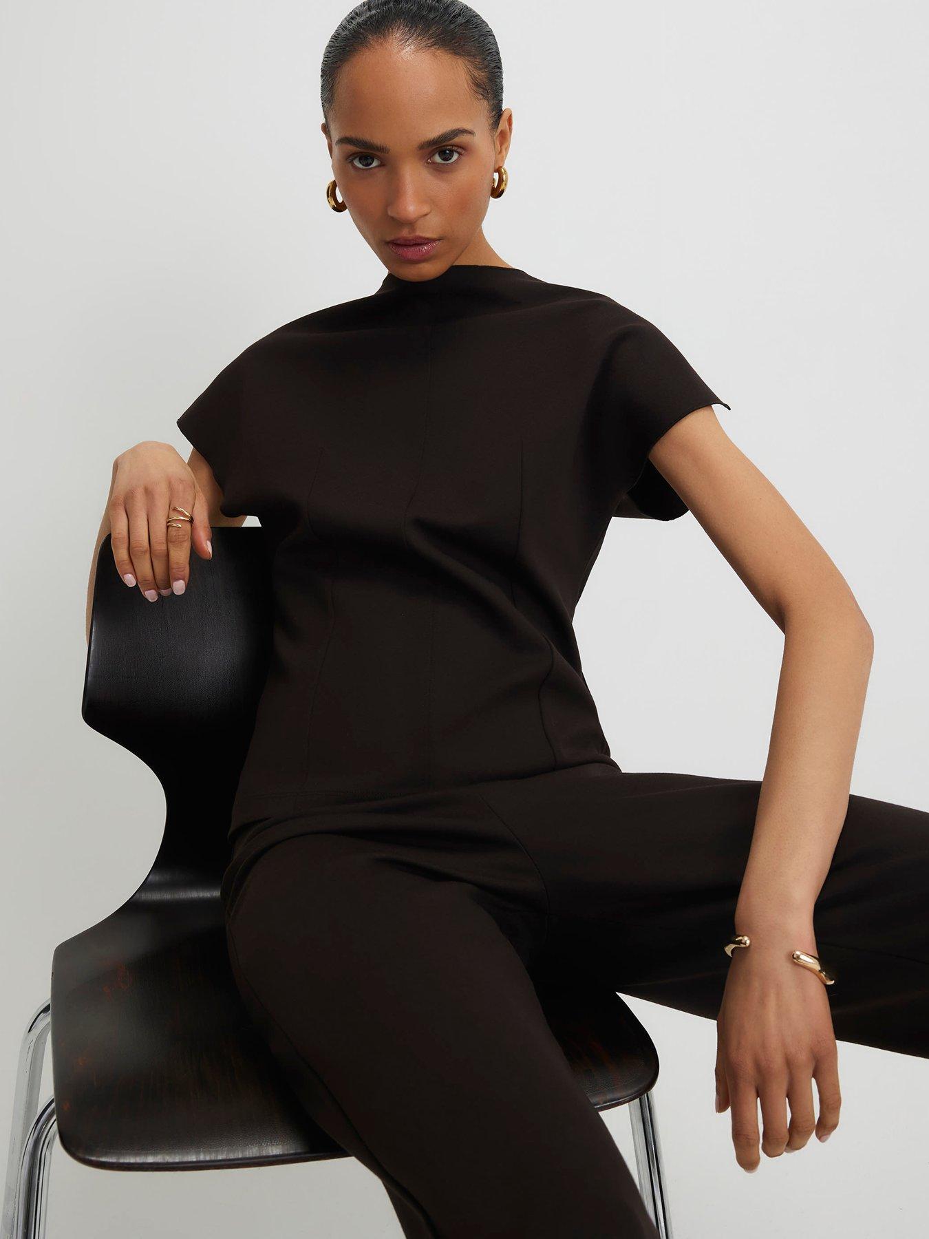 River Island Short Sleeve Interlock Top - Brown | Very