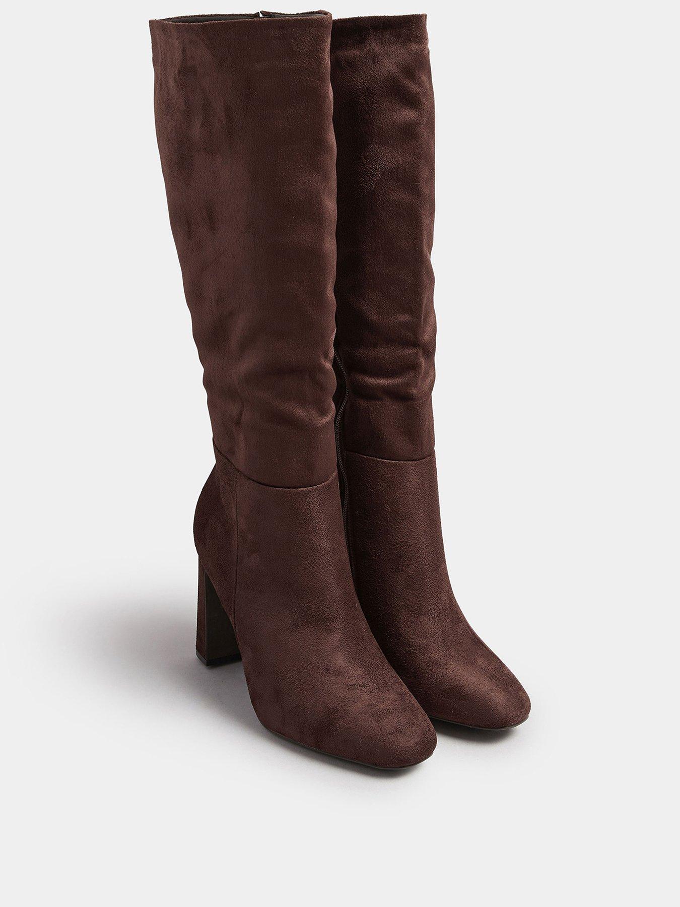 Yours Standard Fit Heeled Knee High Boot - Brown | Very