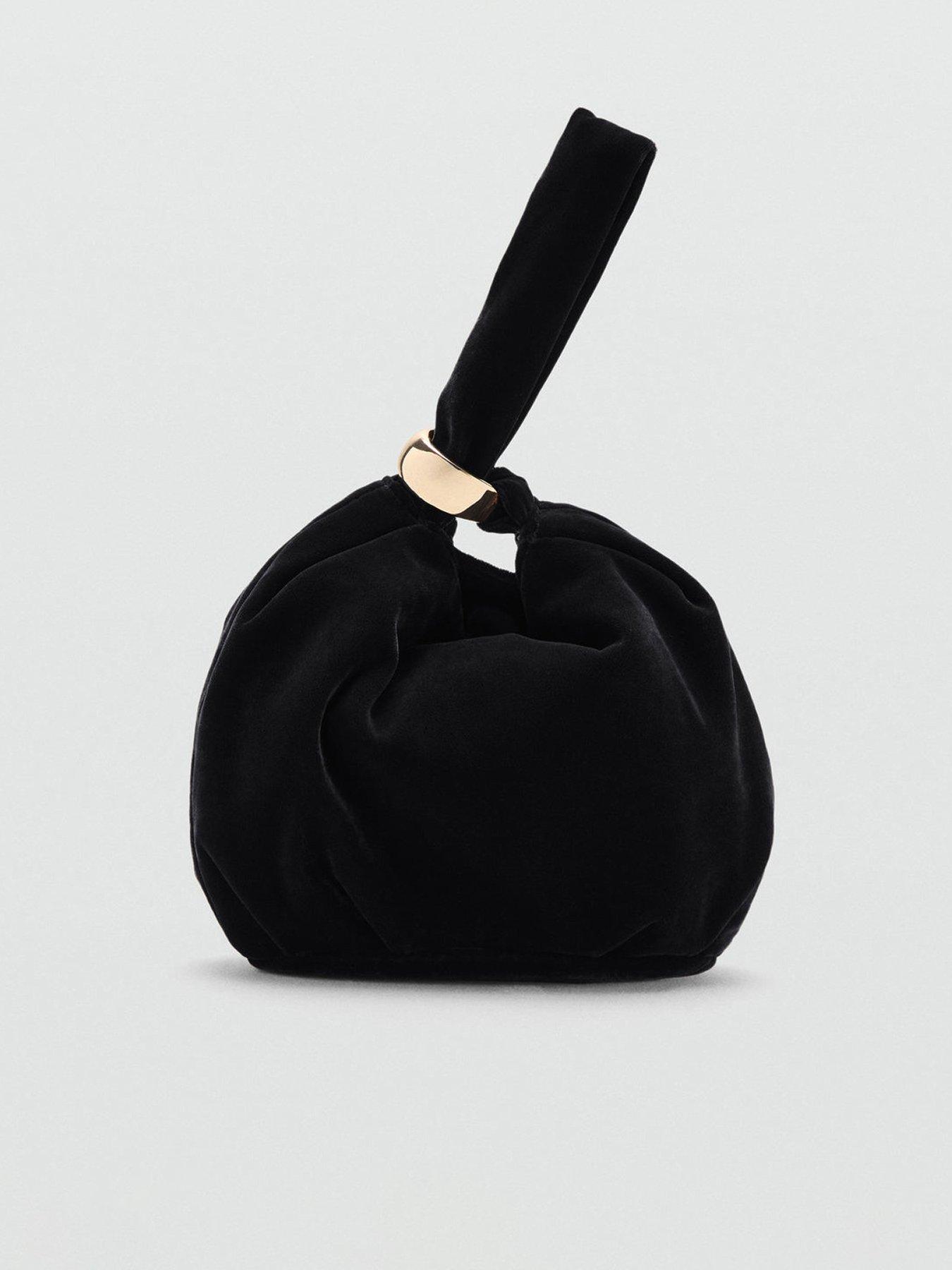 Mango Velvet Handbag With Metallic Detail - Black | Very
