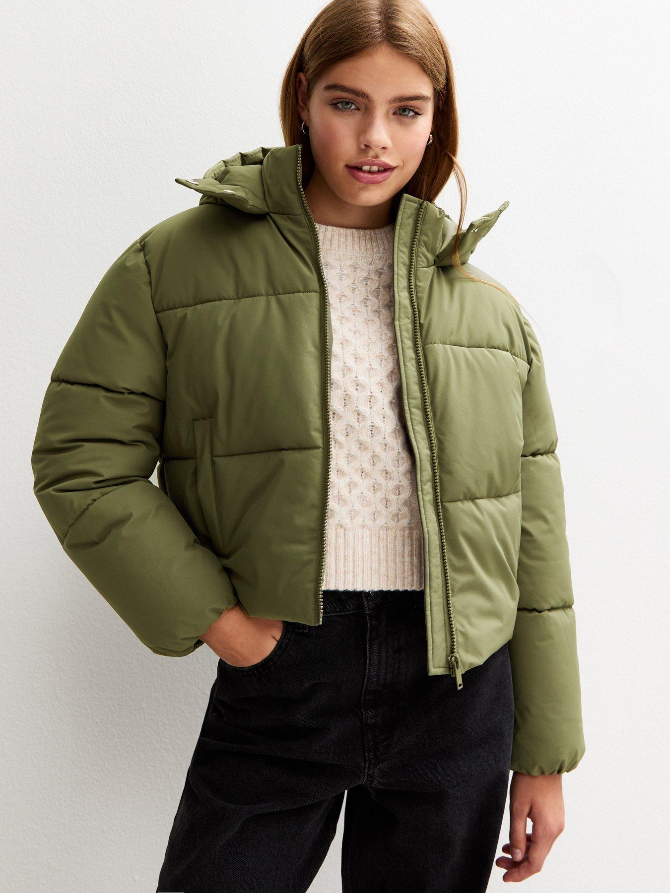 New Look 915 Girls Cropped Puffer Jacket - Dark Khaki | Very