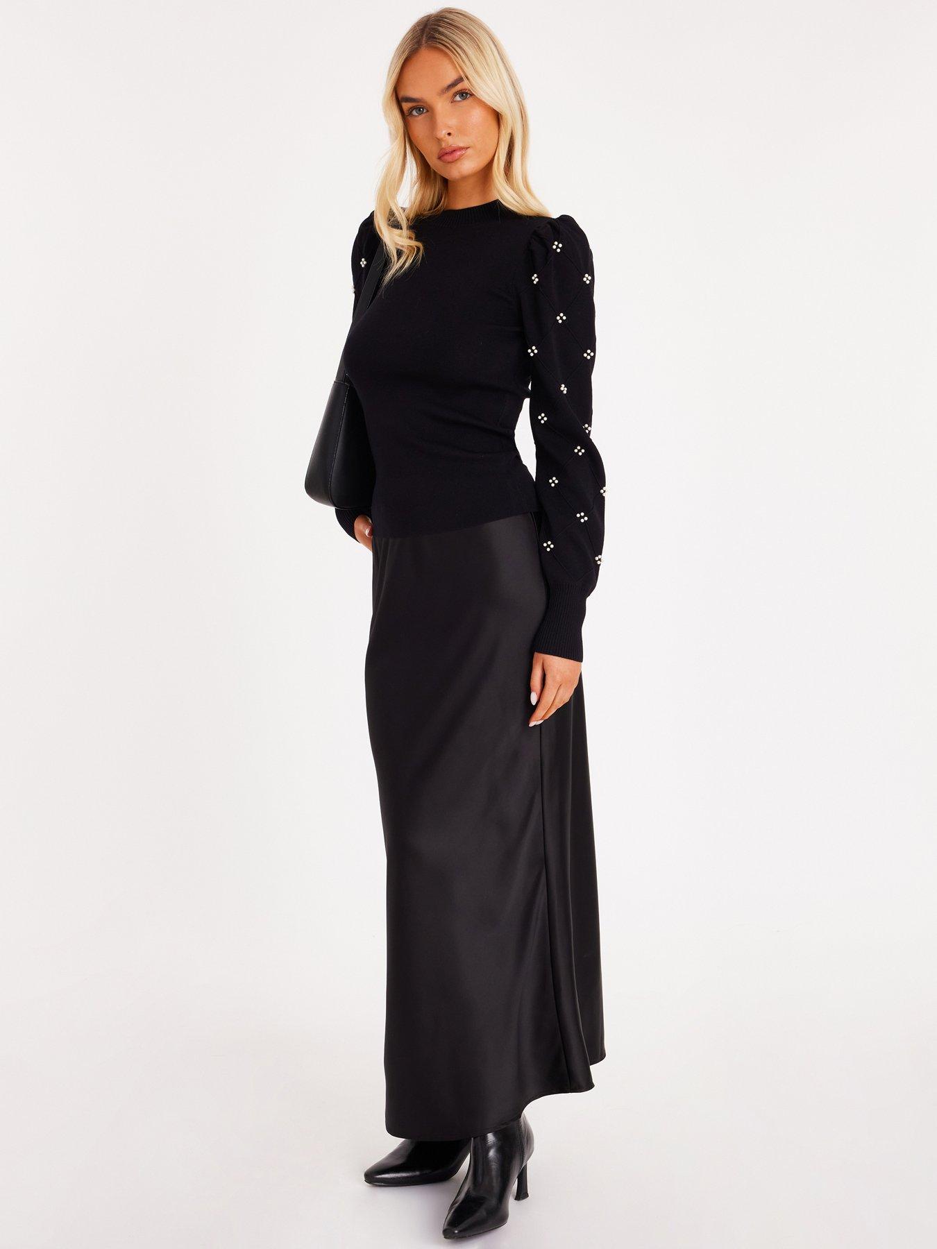 Quiz Black Pearl Sleeve Jumper | Very