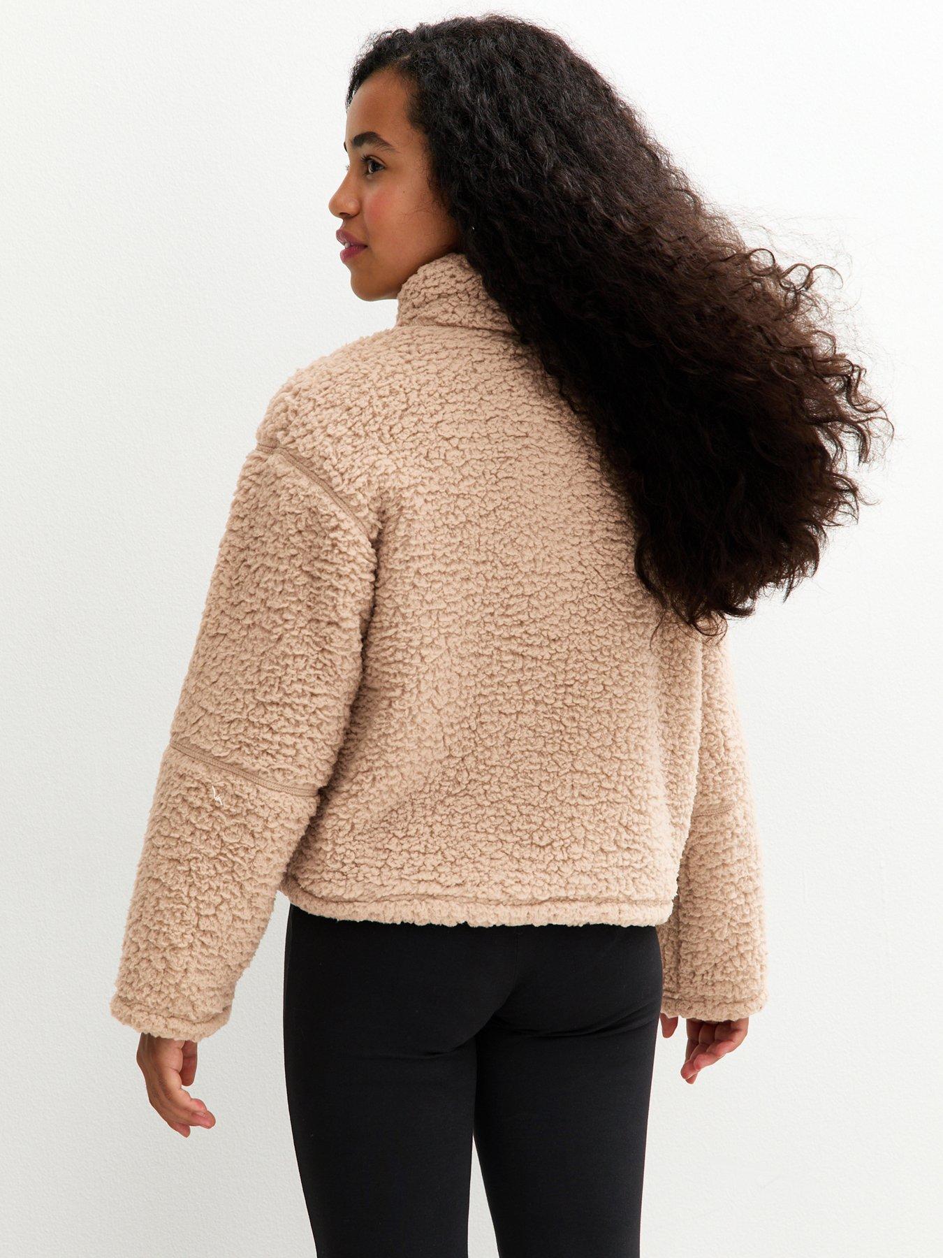 New Look 915 Girls Fluffy Texture Zip Up Fleece Jacket - Beige | Very