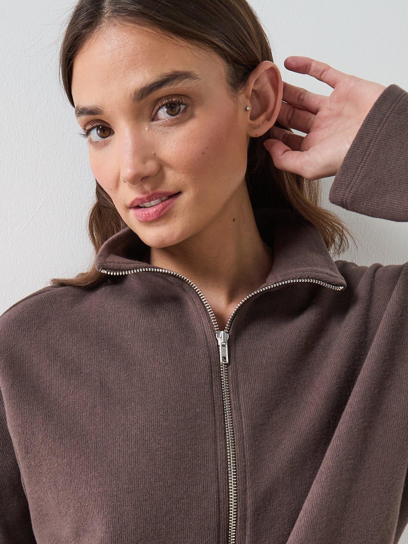 The Very Collection Zip Up Funnel Neck Jacket - Brown | Very
