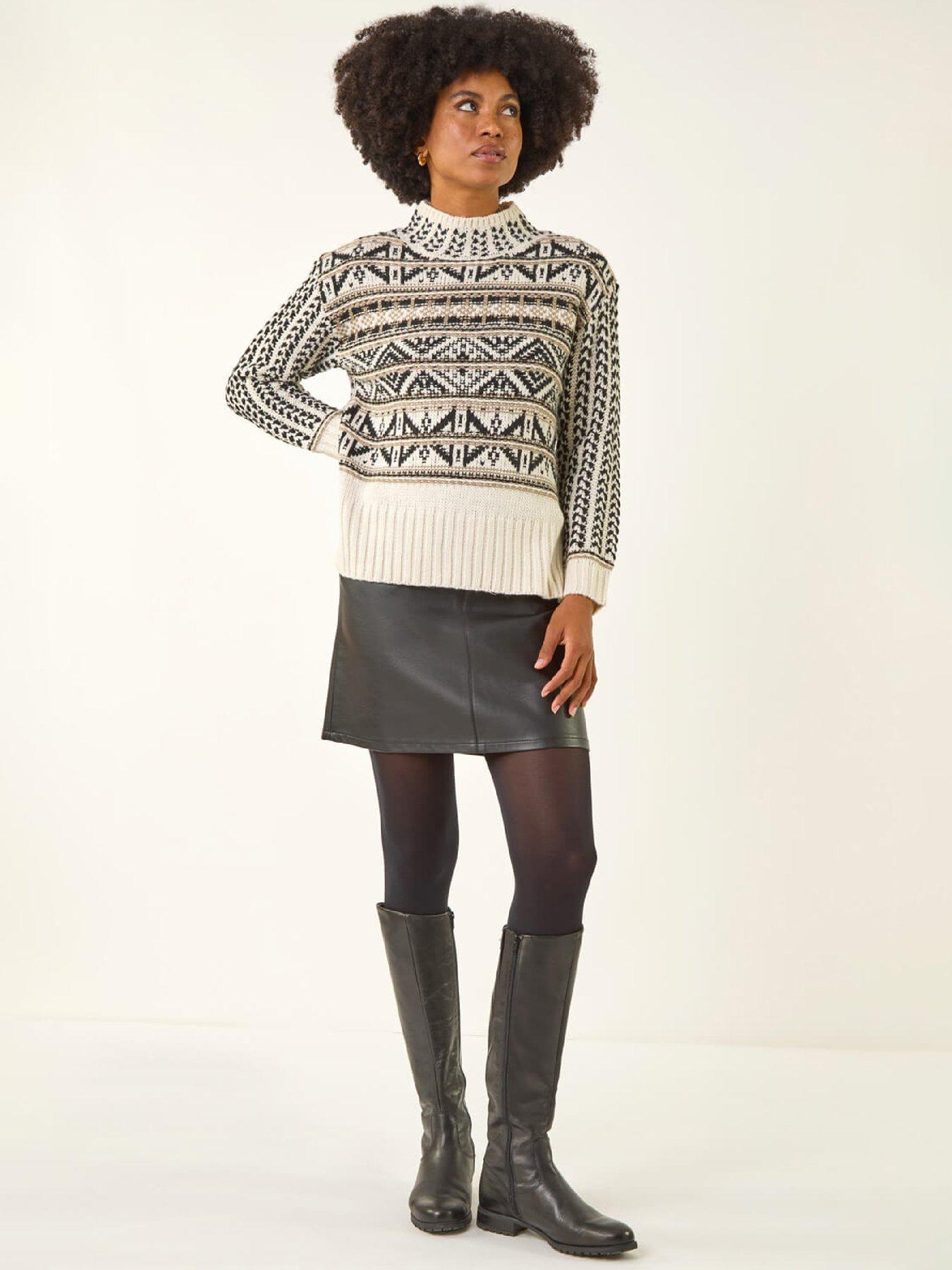 Roman Jacquard Stitch Knit Jumper - Beige | Very