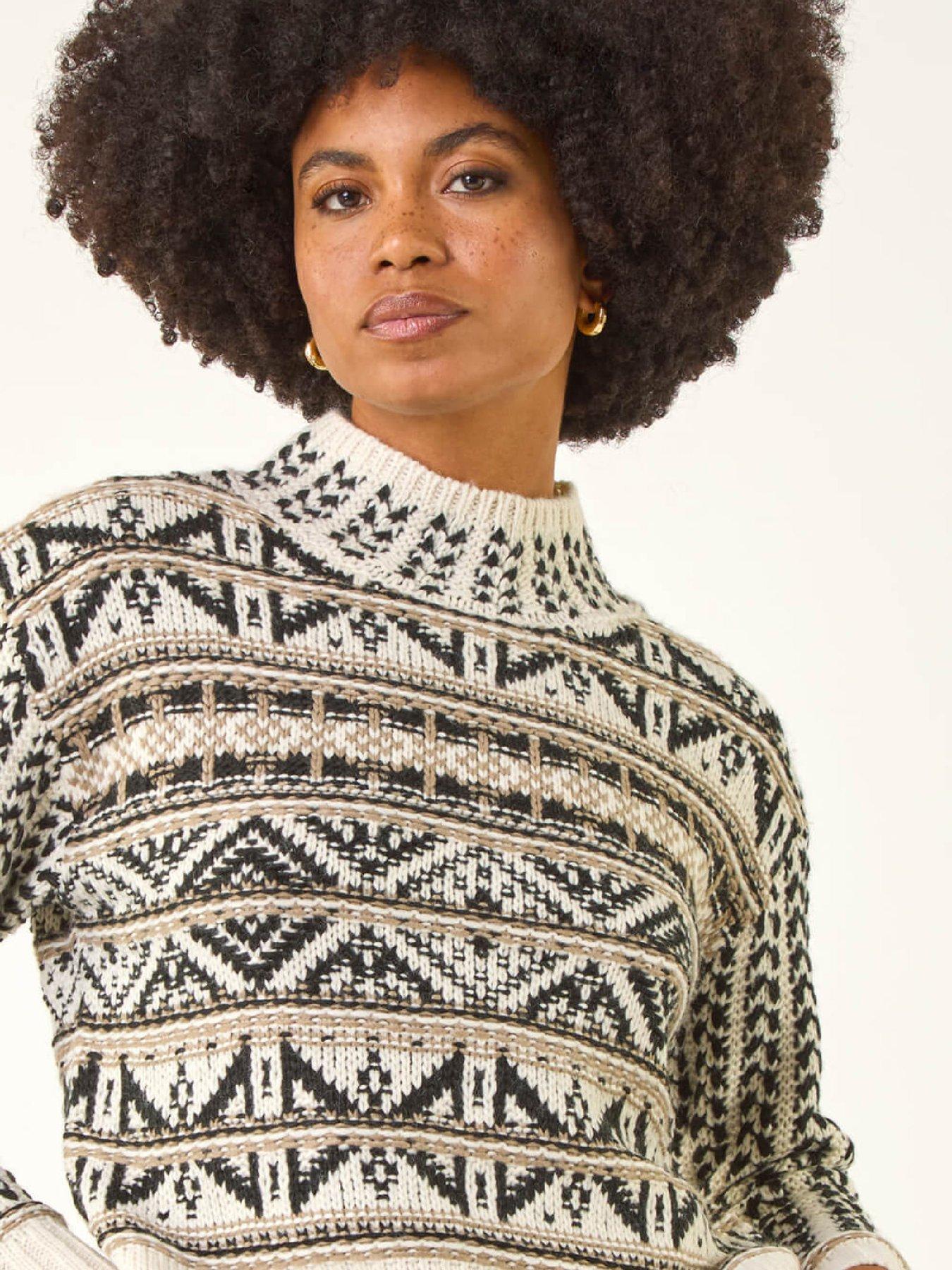 Roman Jacquard Stitch Knit Jumper - Beige | Very