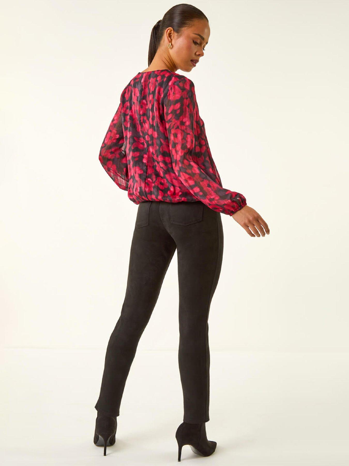 Roman Petite Floral Bubble Hem Top - Black | Very