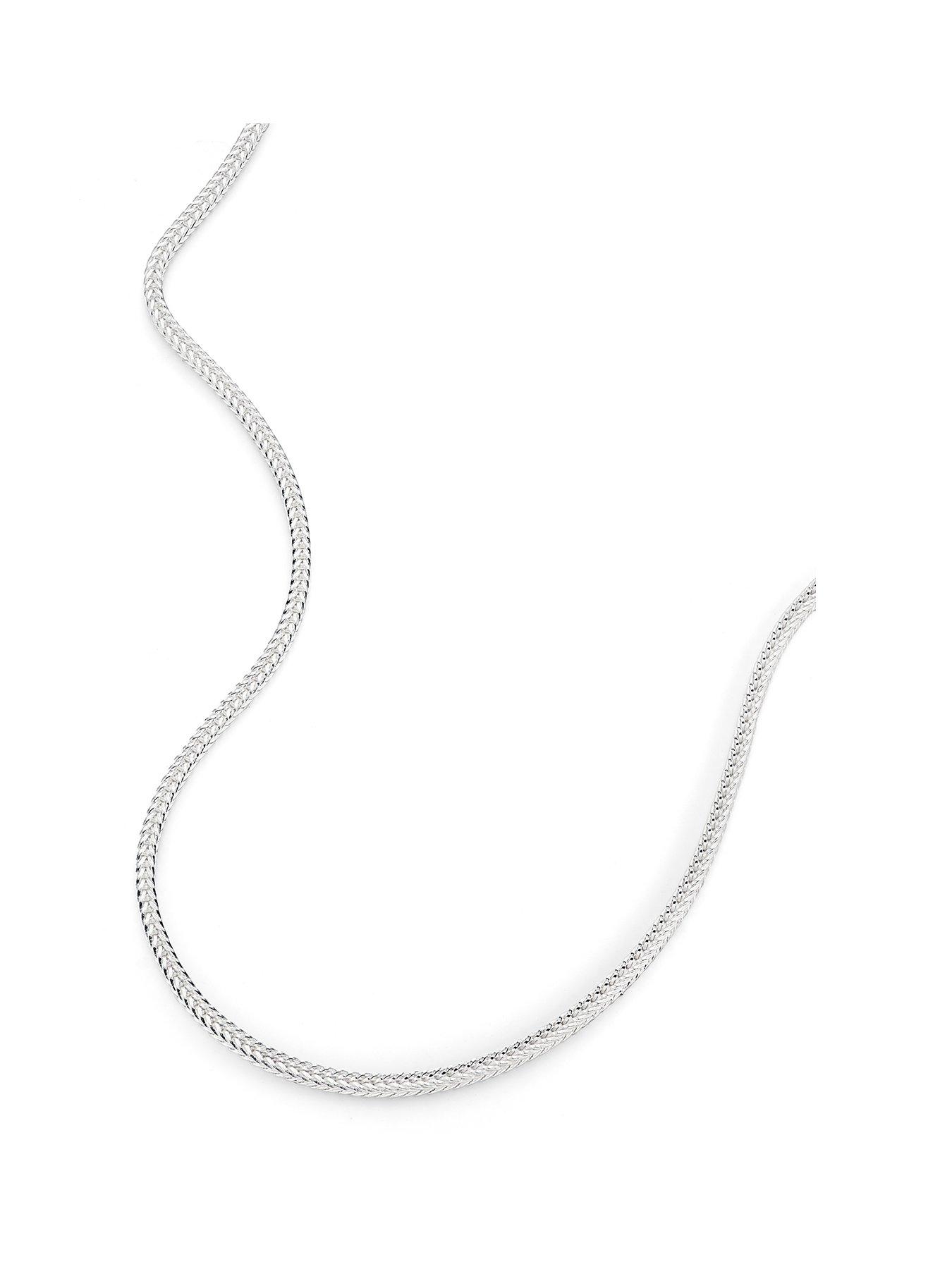 The Love Collection Sterling Silver Fox Tail Chain (2mm) Necklace 18 ...