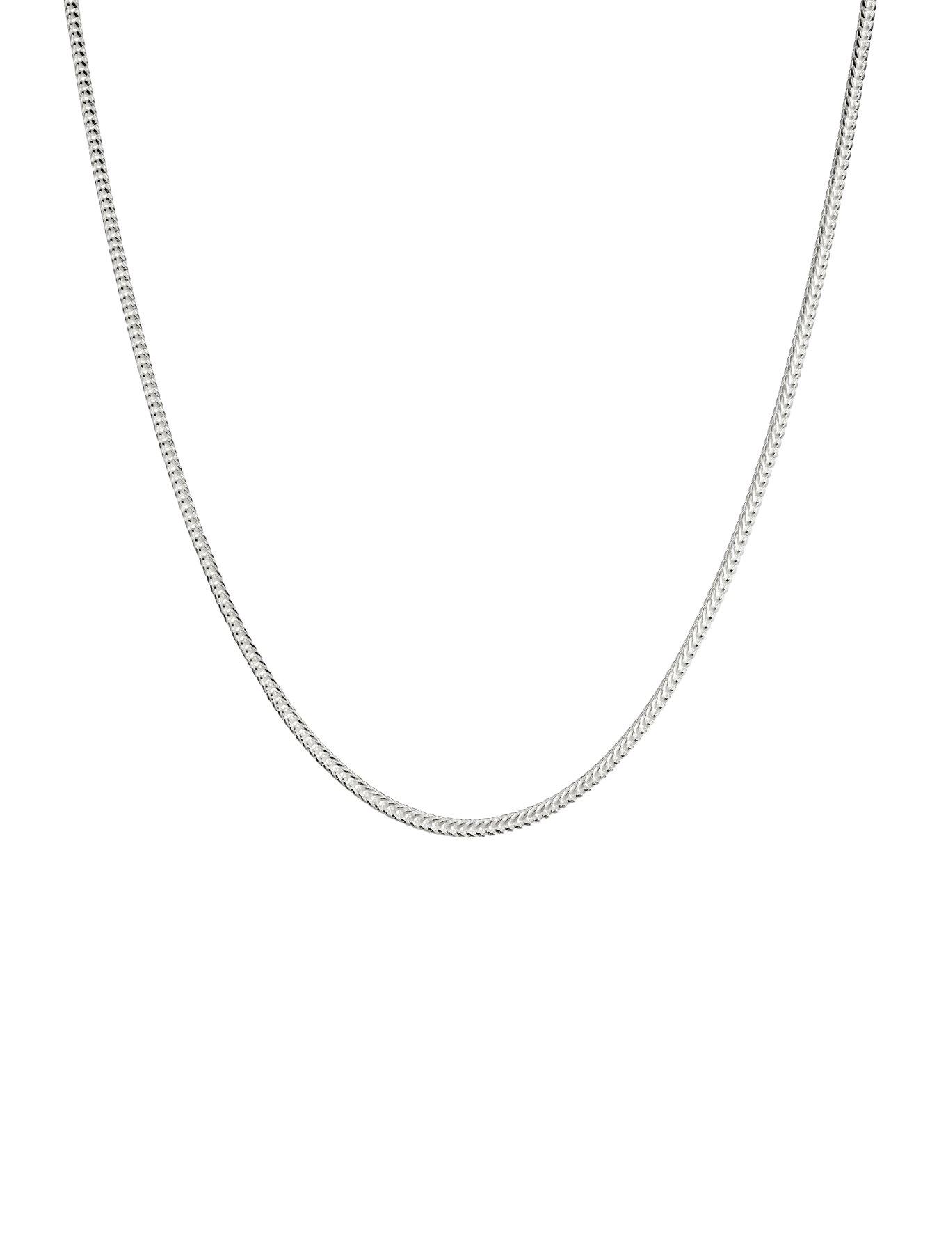 The Love Collection Sterling Silver Fox Tail Chain (2mm) Necklace 18 ...