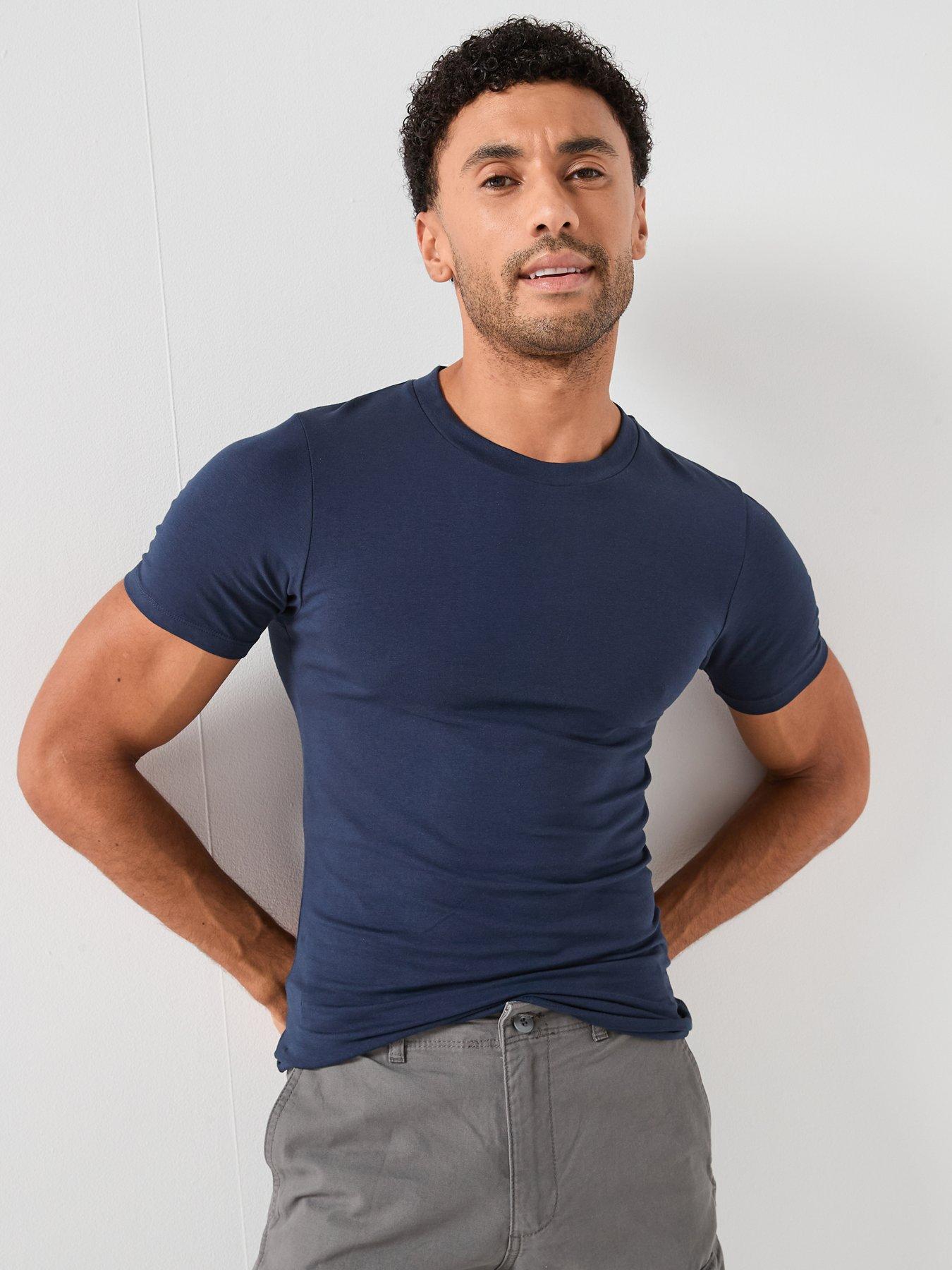 Jack & Jones Short Sleeve Muscle T-Shirt - Navy | Very