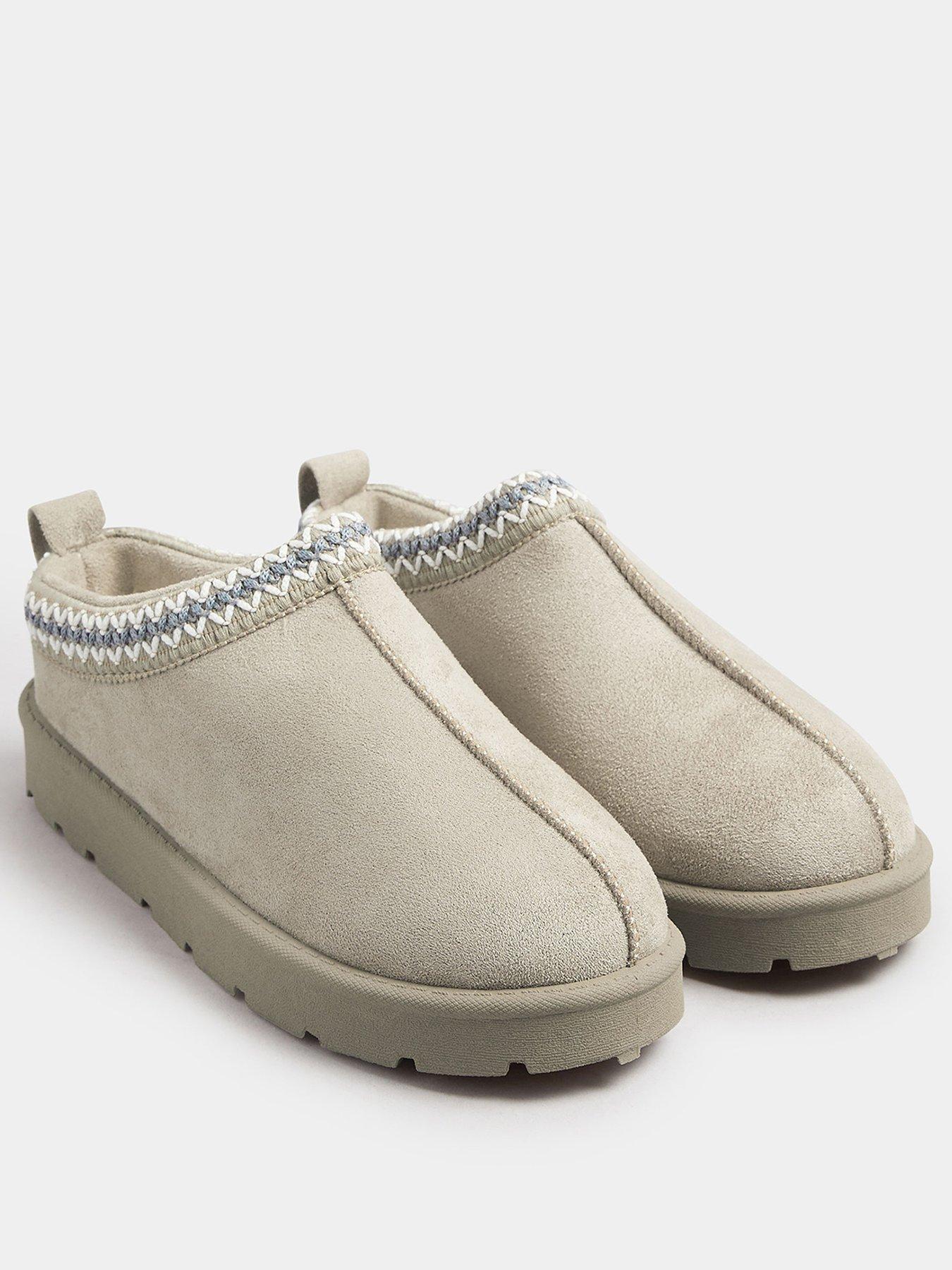 Long Tall Sally Standard Fit Faux Suede Embroidered Mule - Grey | Very