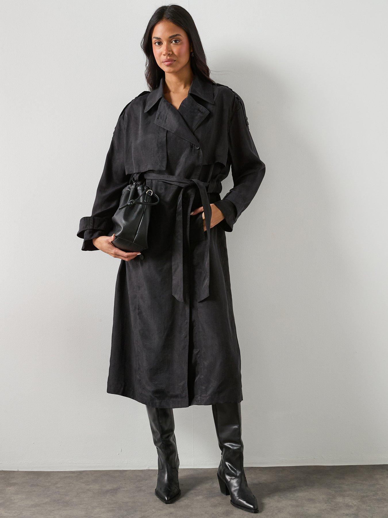 AllSaints Linnie Lightweight Trench Coat - Black | Very