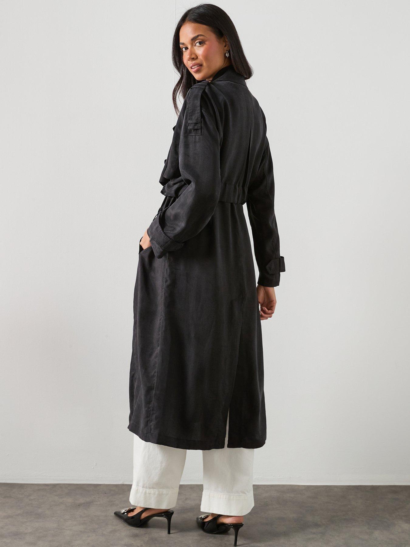 AllSaints Linnie Lightweight Trench Coat - Black | Very