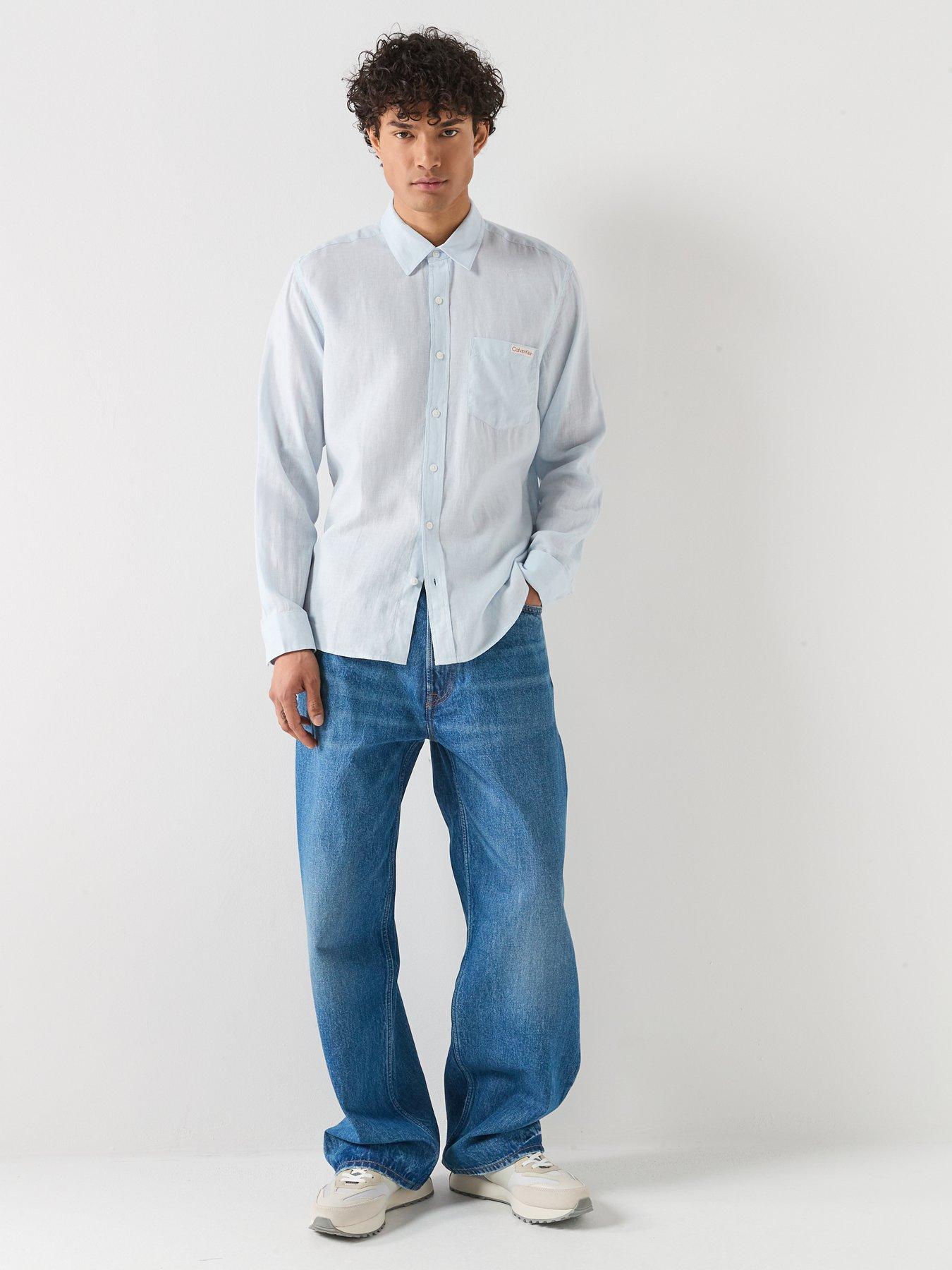 Calvin Klein Jeans Casual Linen Shirt - Plein Air - Blue | Very