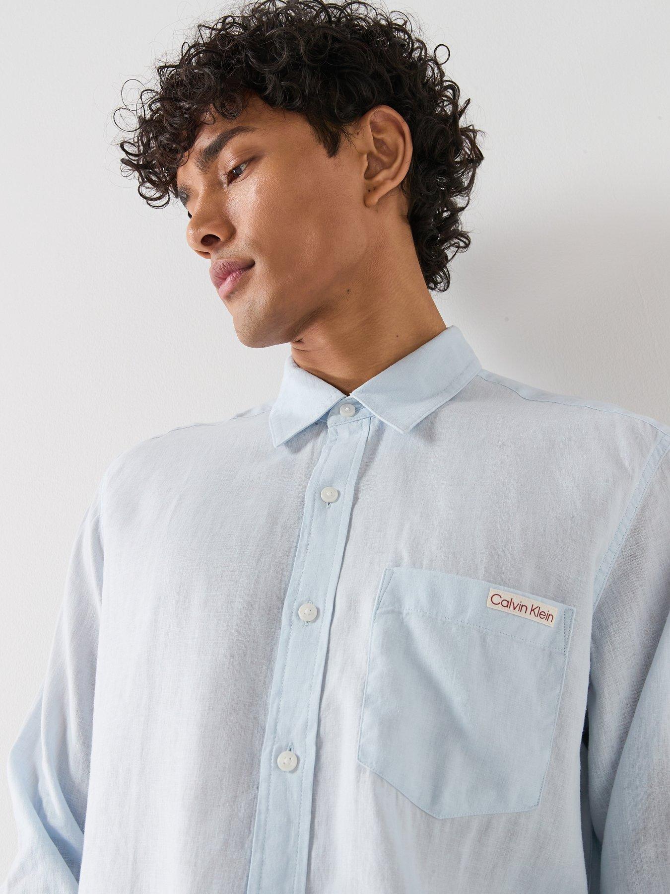 Calvin Klein Jeans Casual Linen Shirt - Plein Air - Blue | Very
