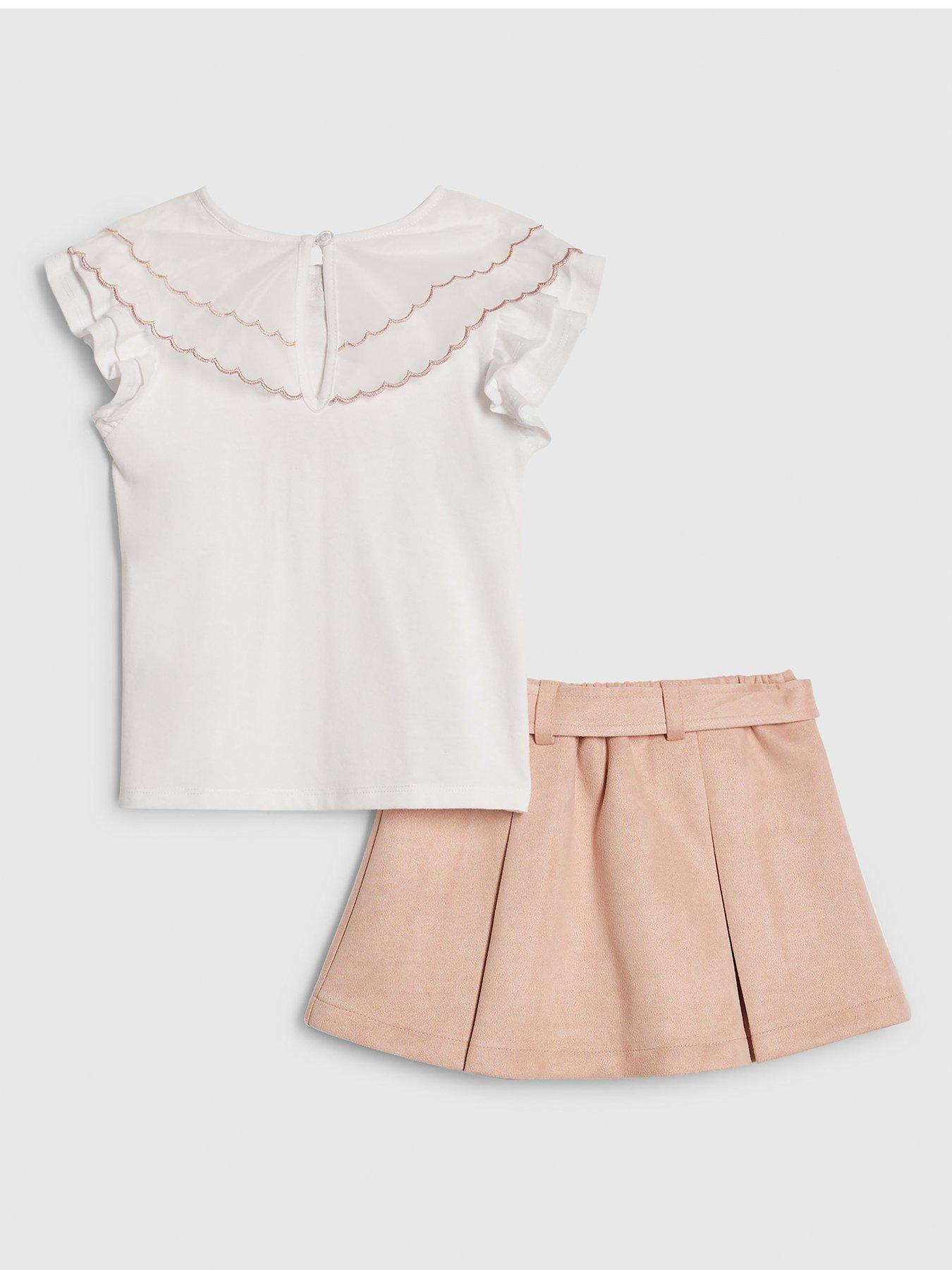 River Island Mini Girls Collar Suede Skort Set - Pink | Very