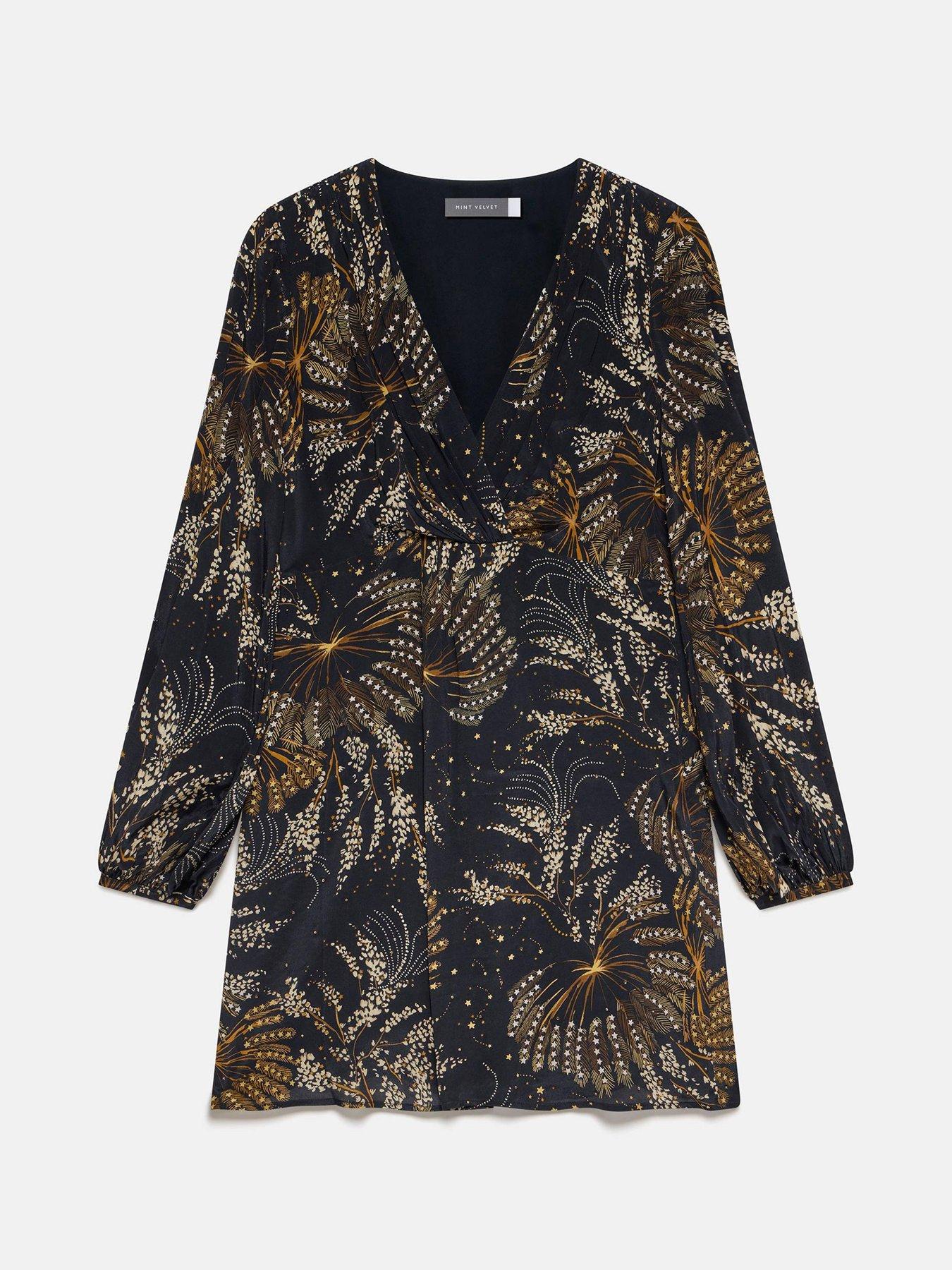 Mint Velvet Constellation Print Mini Dress - Black | Very