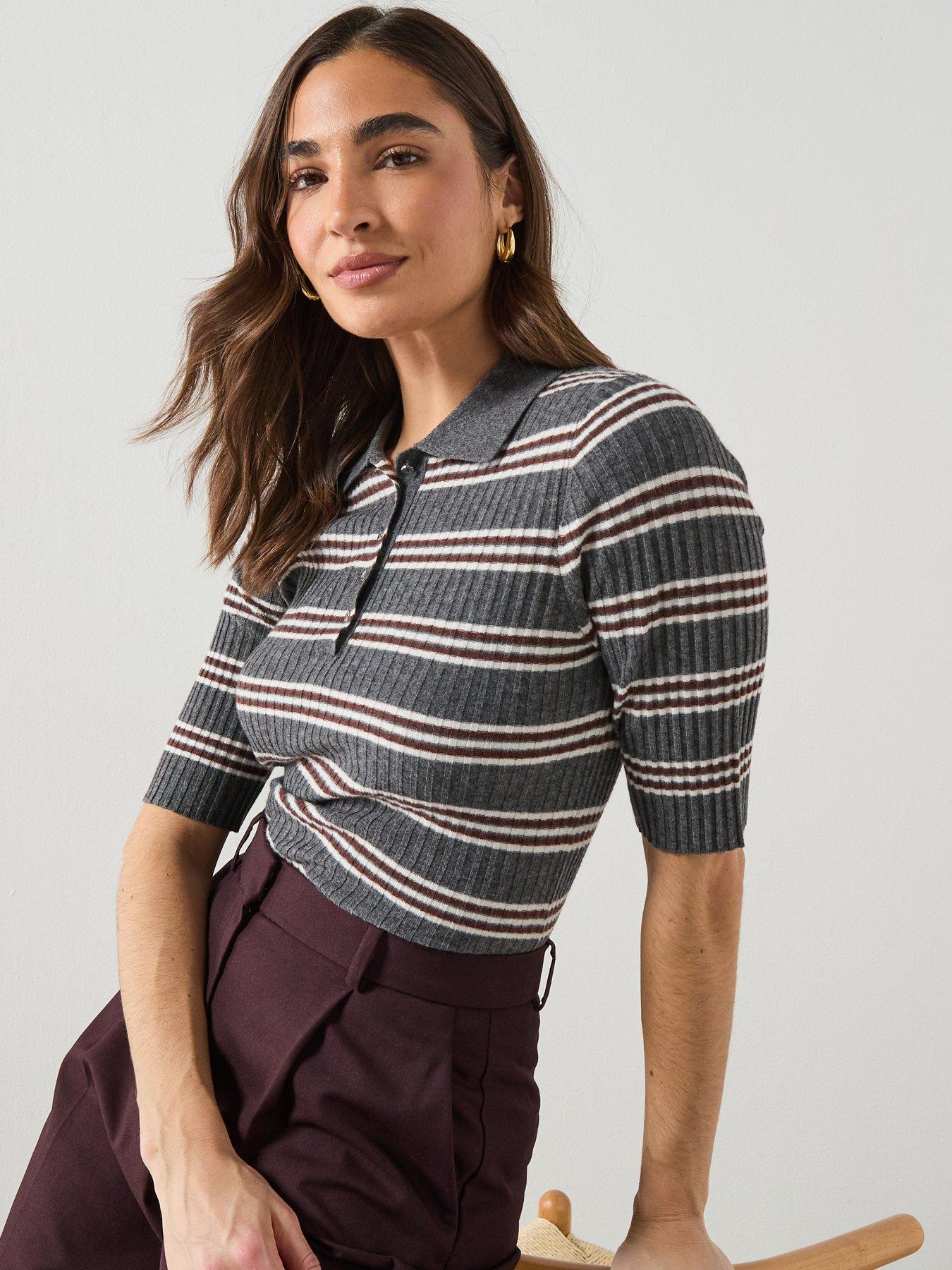 Mango Striped Ribbed-knit Sweater Grey | Very