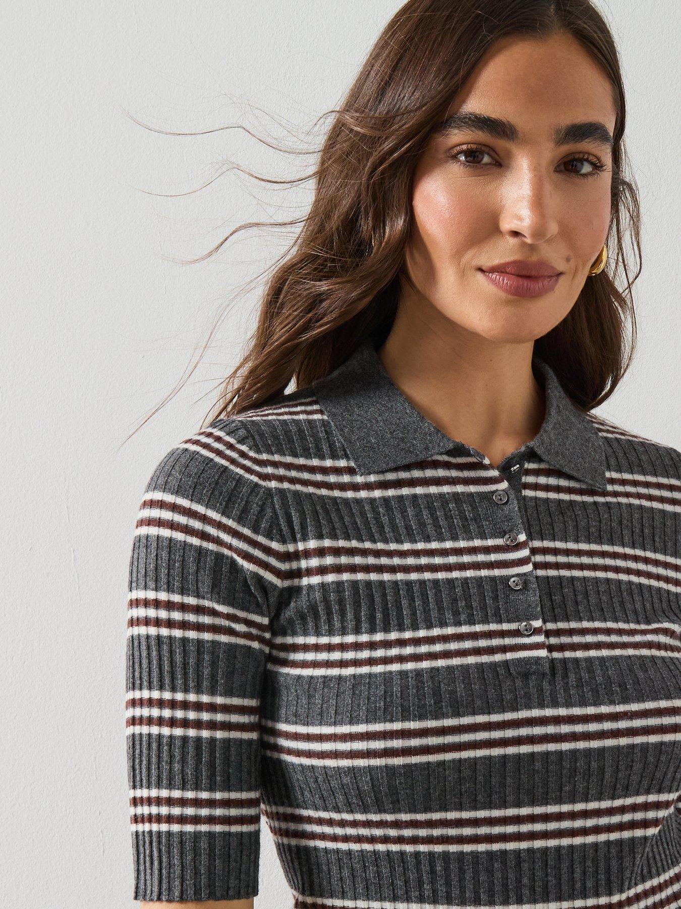 Mango Striped Ribbed-knit Sweater Grey | Very
