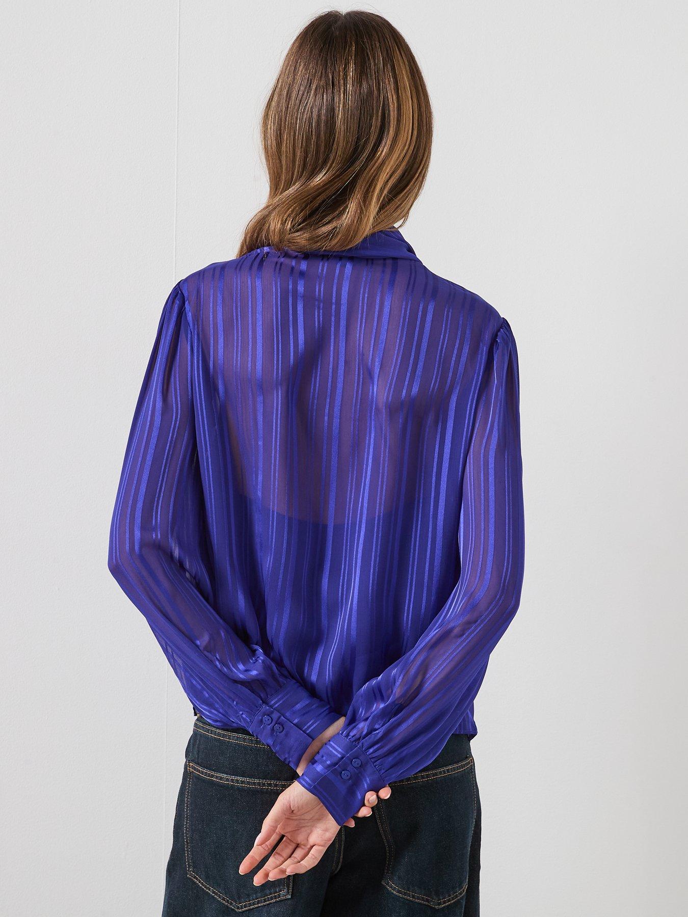 Mango Striped Blouse With Scarf - Blue | Very