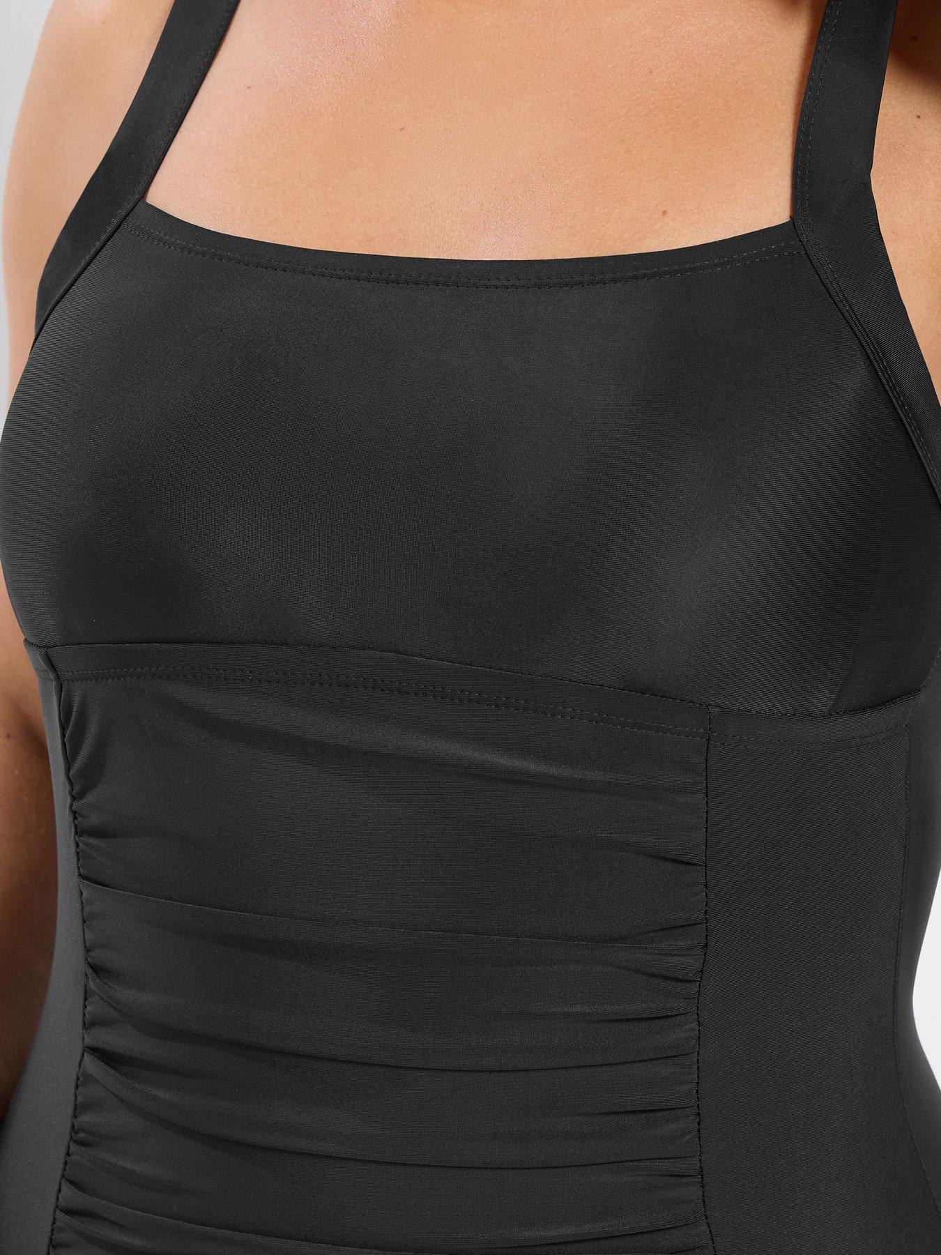 Yours Curve Square Neck Core Swimsuit - Black | Very