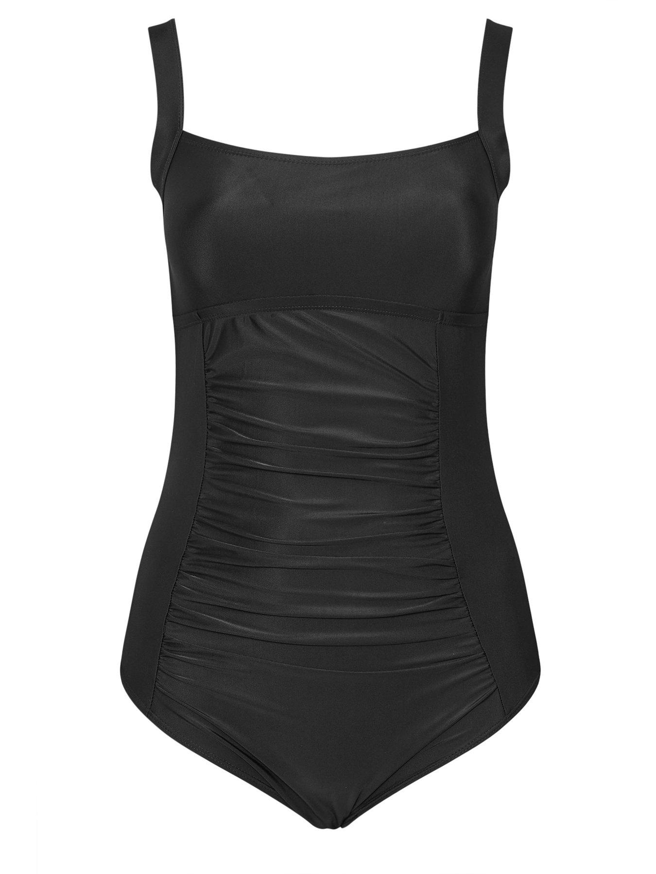 Yours Curve Square Neck Core Swimsuit - Black | Very