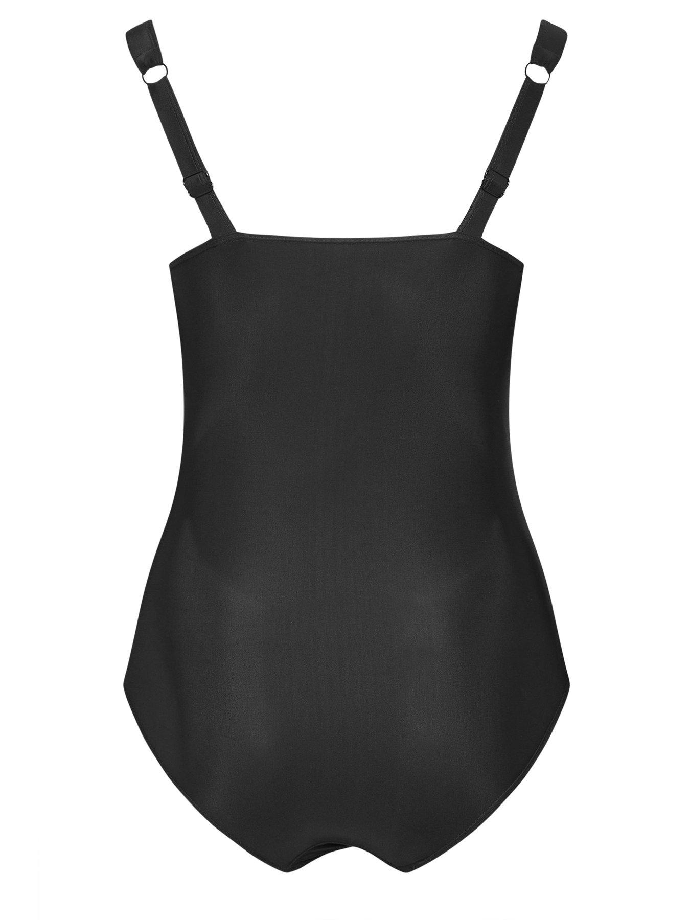 Yours Curve Square Neck Core Swimsuit - Black | Very
