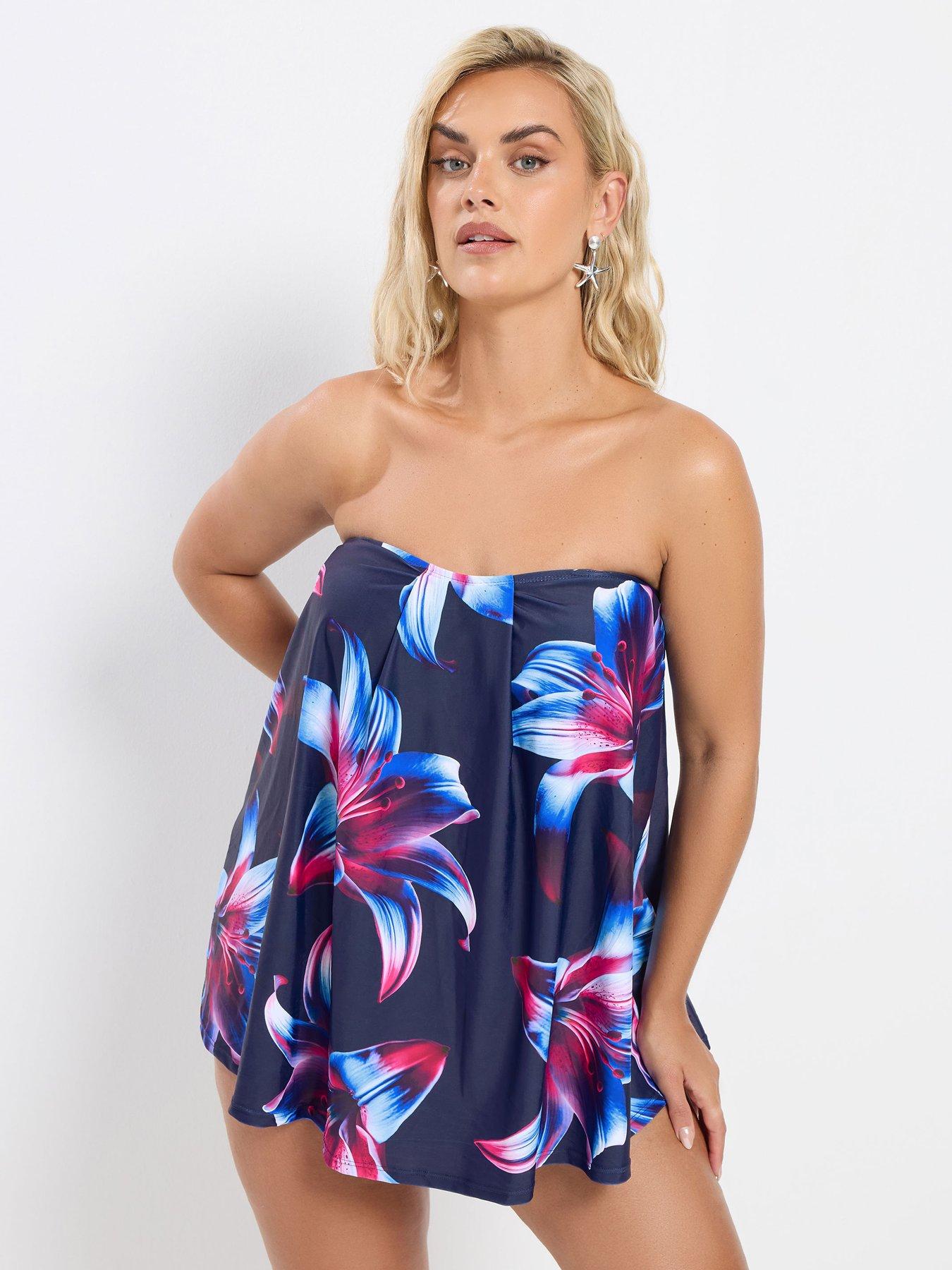 Yours Curve Hibiscus Pleat A-line Tankini | Very