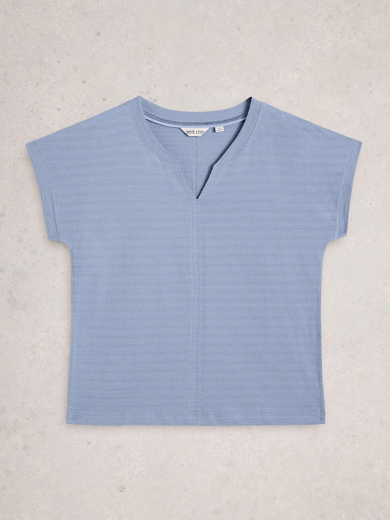 White Stuff Nelly Notch Texture T-Shirt - Blue | Very