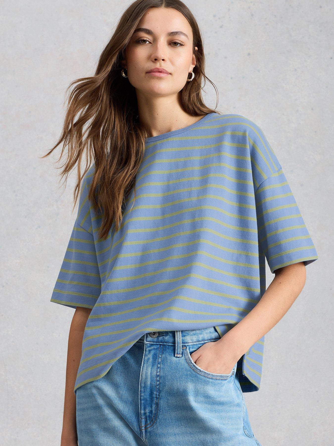 White Stuff Kat Short Sleeve Stripe T-Shirt - Blue | Very