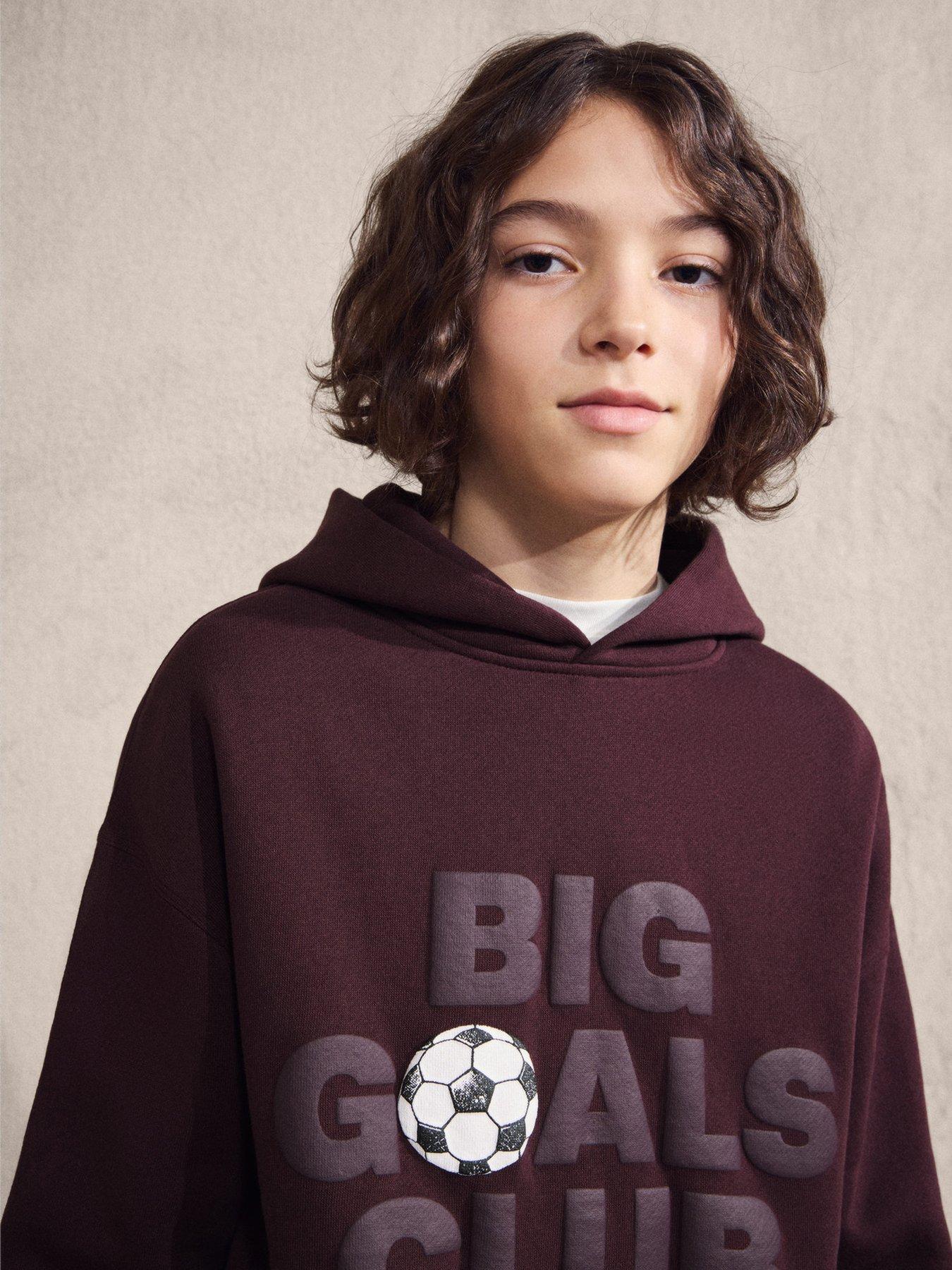 Mango Boys Big Goals Club Hoodie - Dark Red | Very
