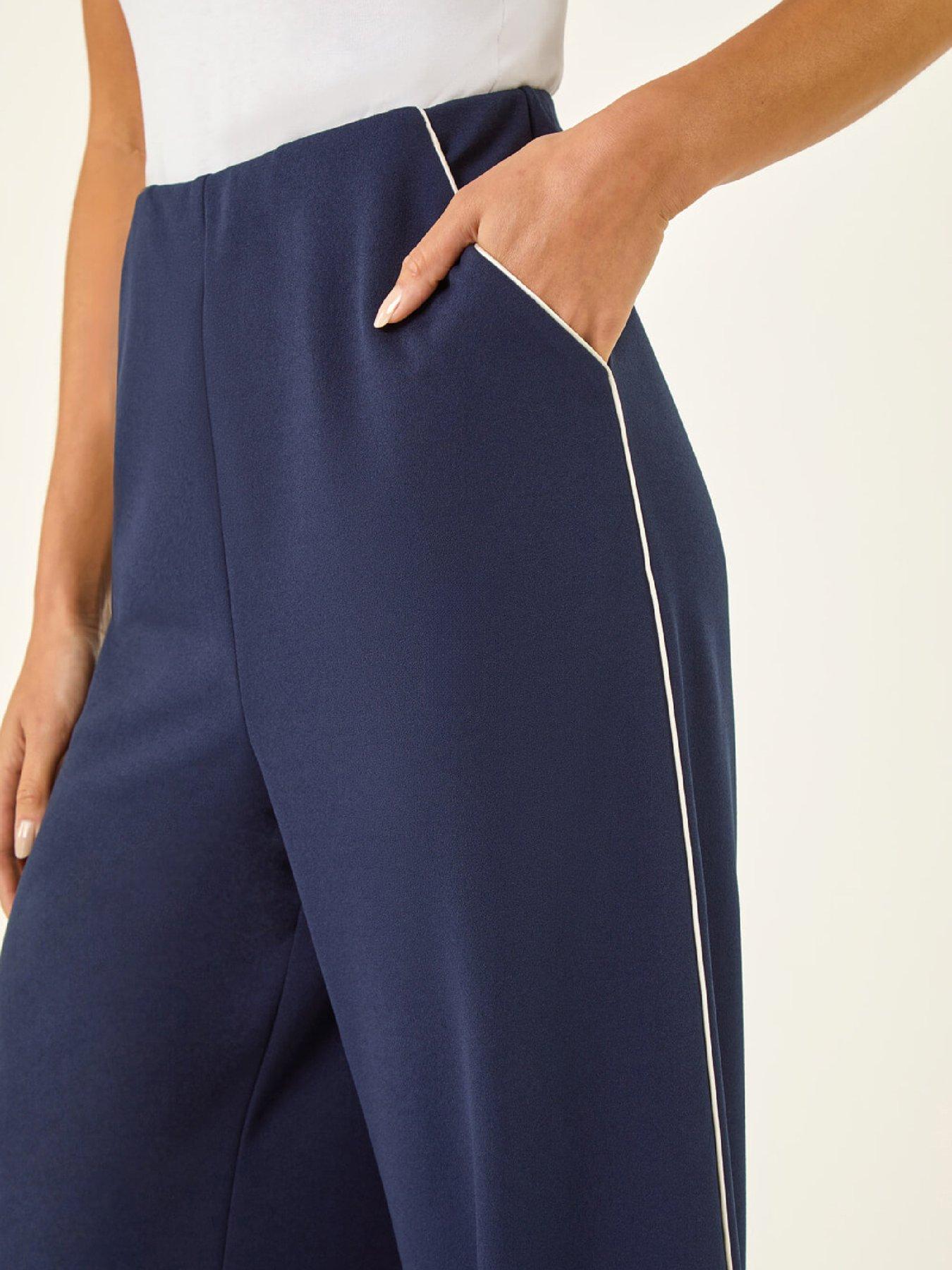 Roman Petite Side Seam Stretch Trouser - Navy | Very