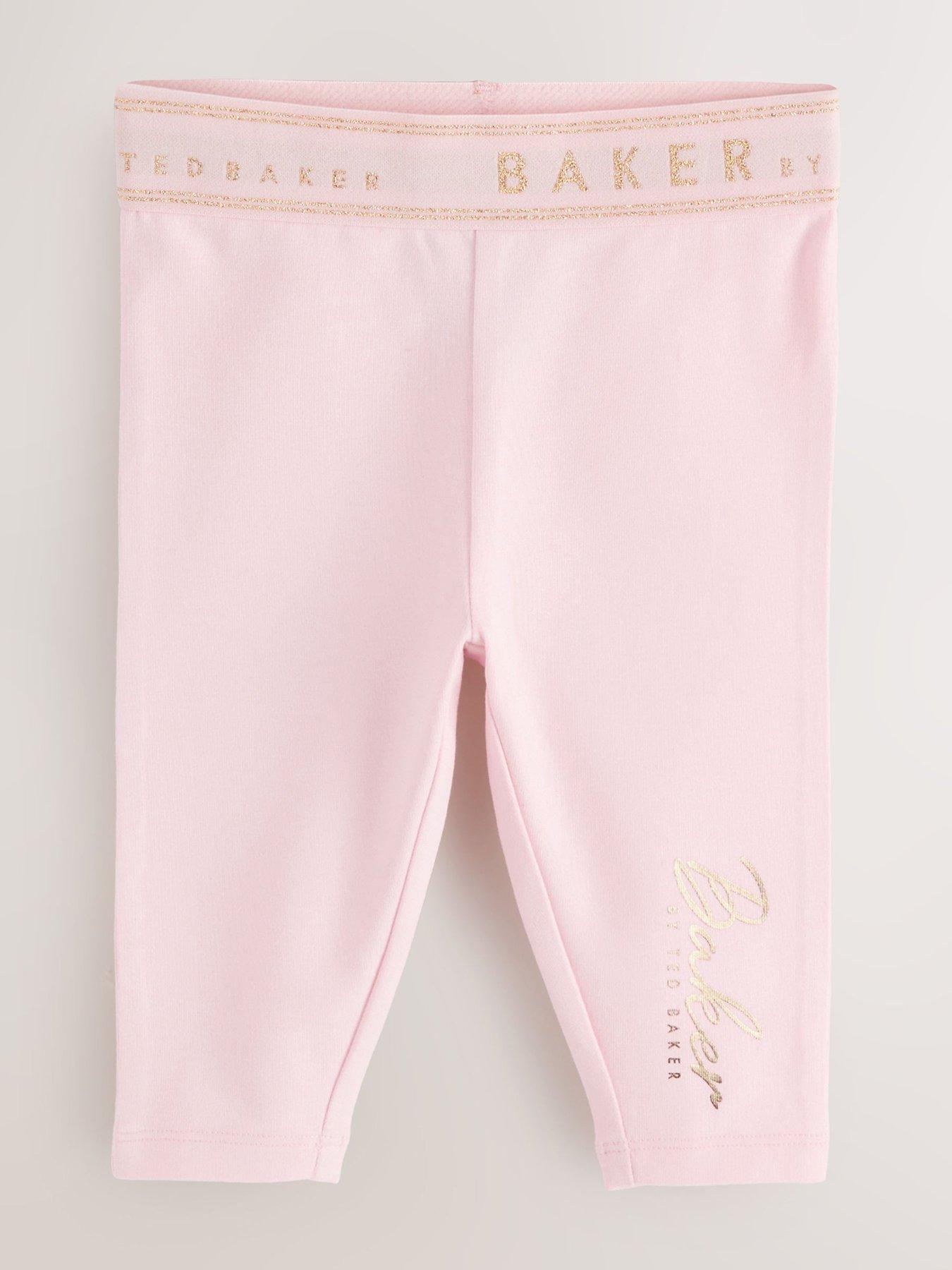 Ted Baker Baby Girls 2 Pack Plain/Floral Logo Waistband Leggings ...