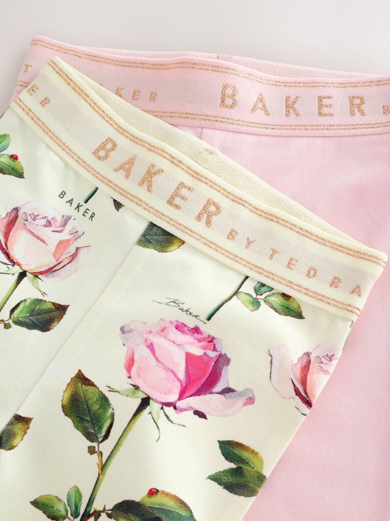 Ted Baker Baby Girls 2 Pack Plain/Floral Logo Waistband Leggings ...