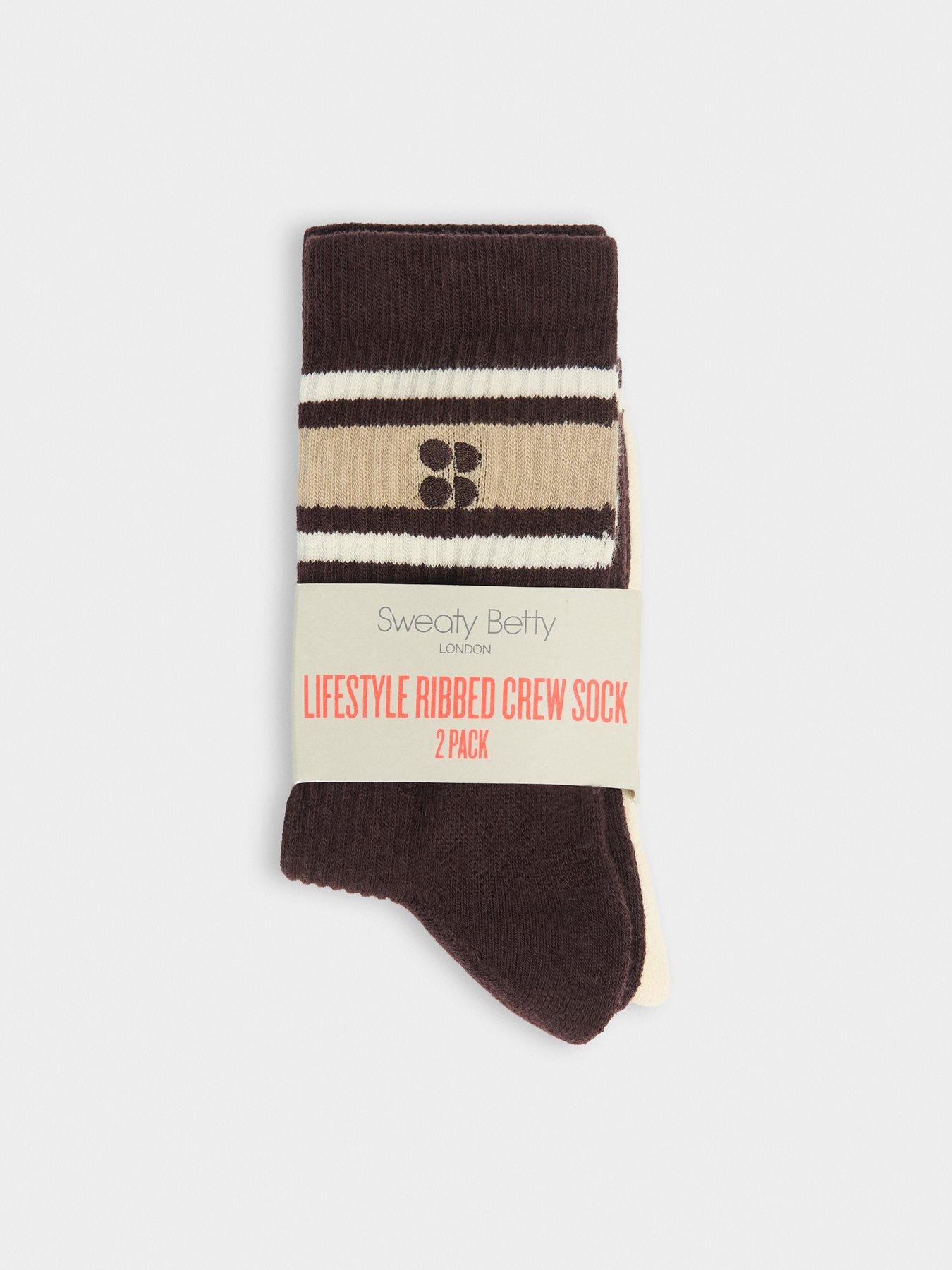 Sweaty Betty Womens Training Lifestyle Ribbed Crew Sock 2 Pack - Sable ...