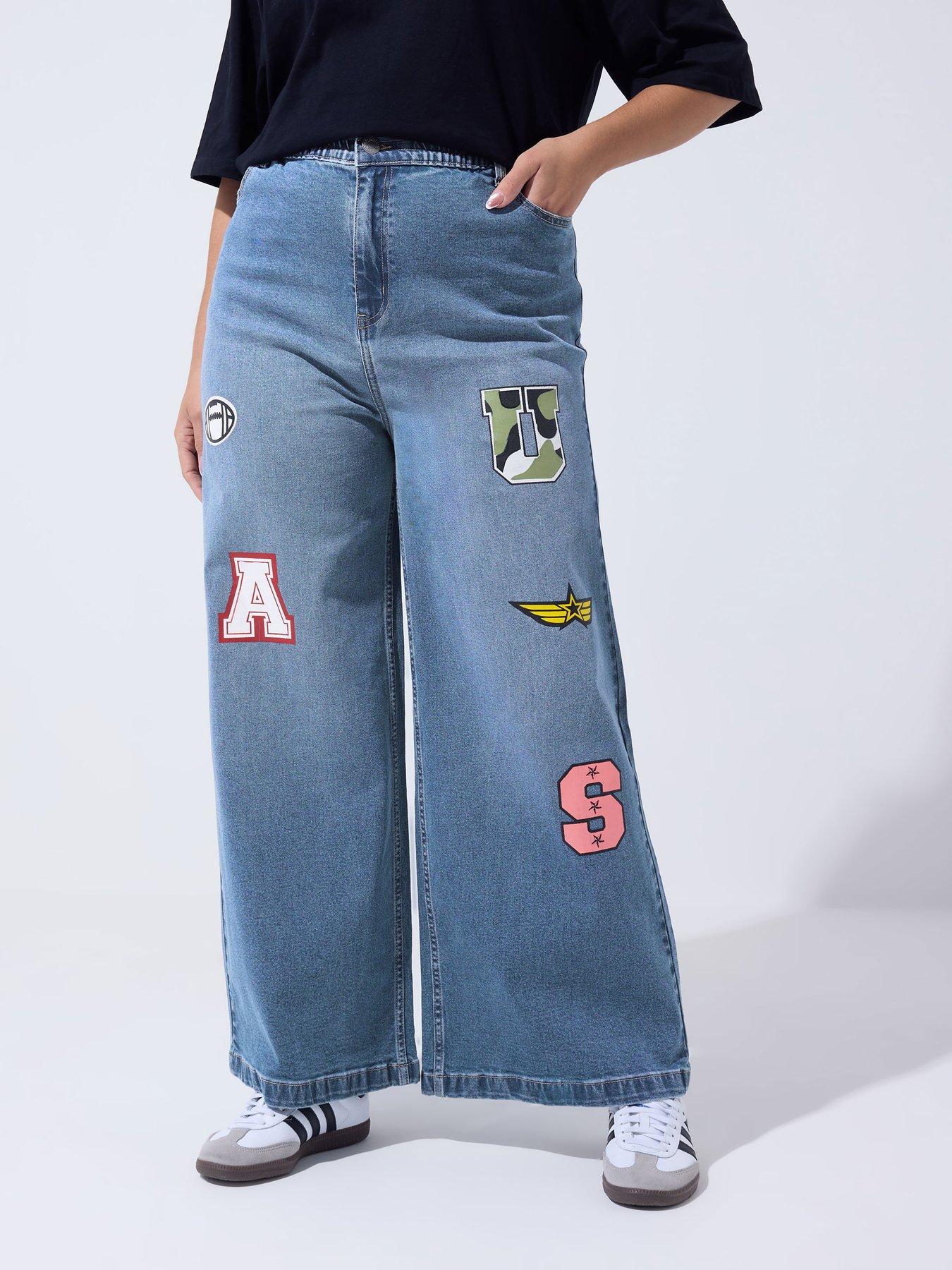 Yours Curve Applique Badge Jeans | Very