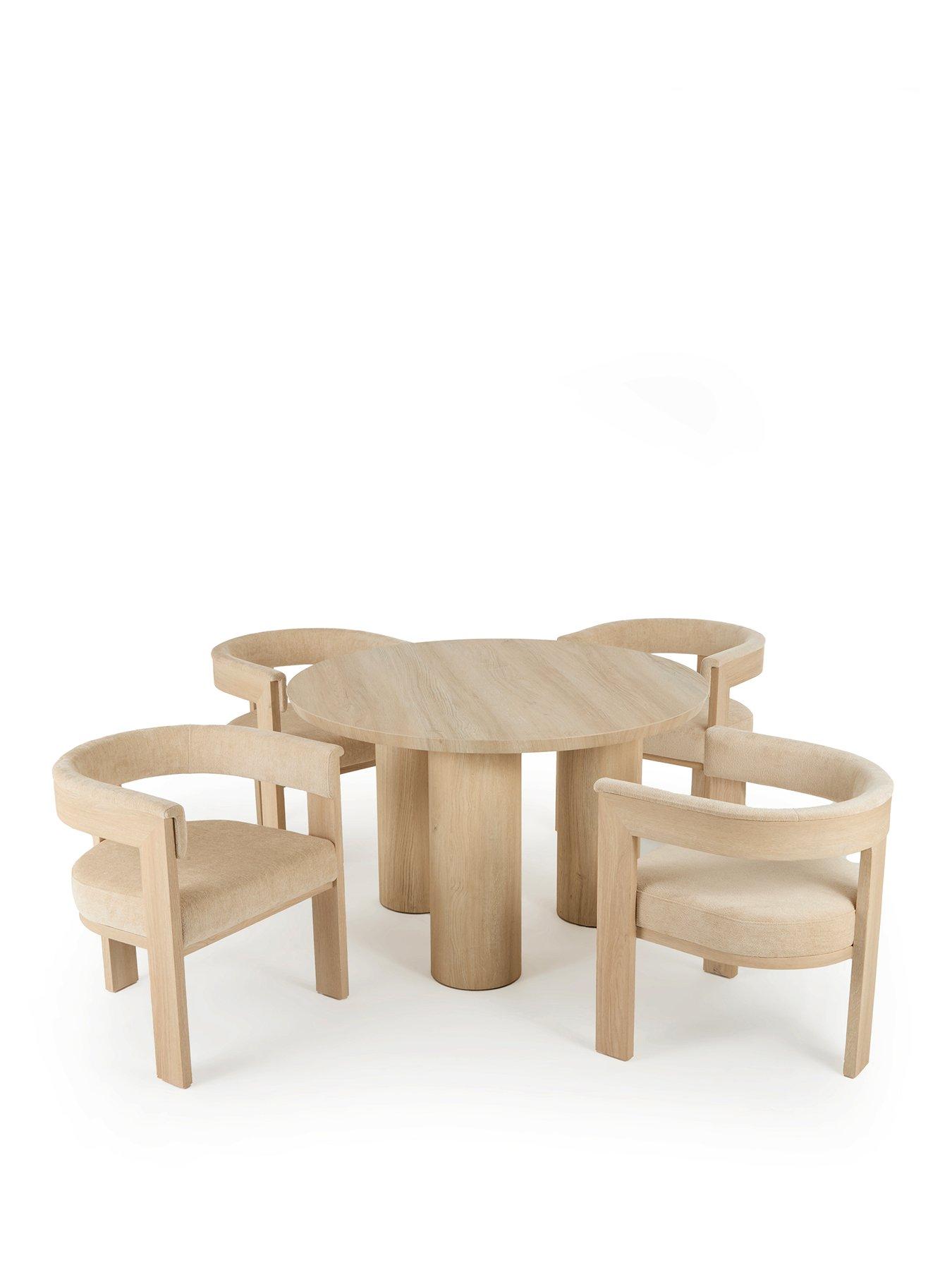 The Very Collection Arley 120 cm Round Dining Table + 4 Arley Chairs ...
