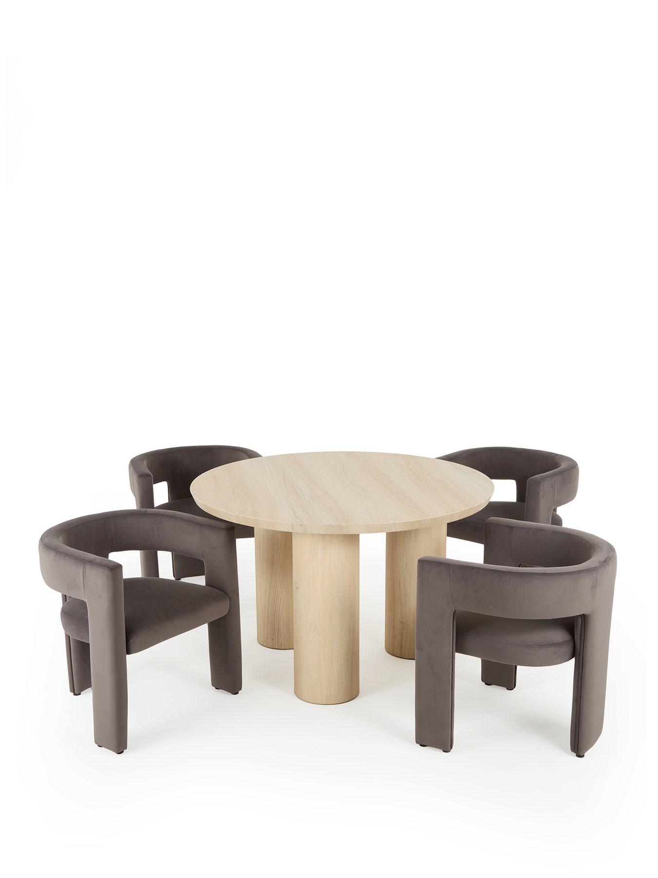 The Very Collection Arley 120 cm Round Dining Table + 4 Nell Dining ...