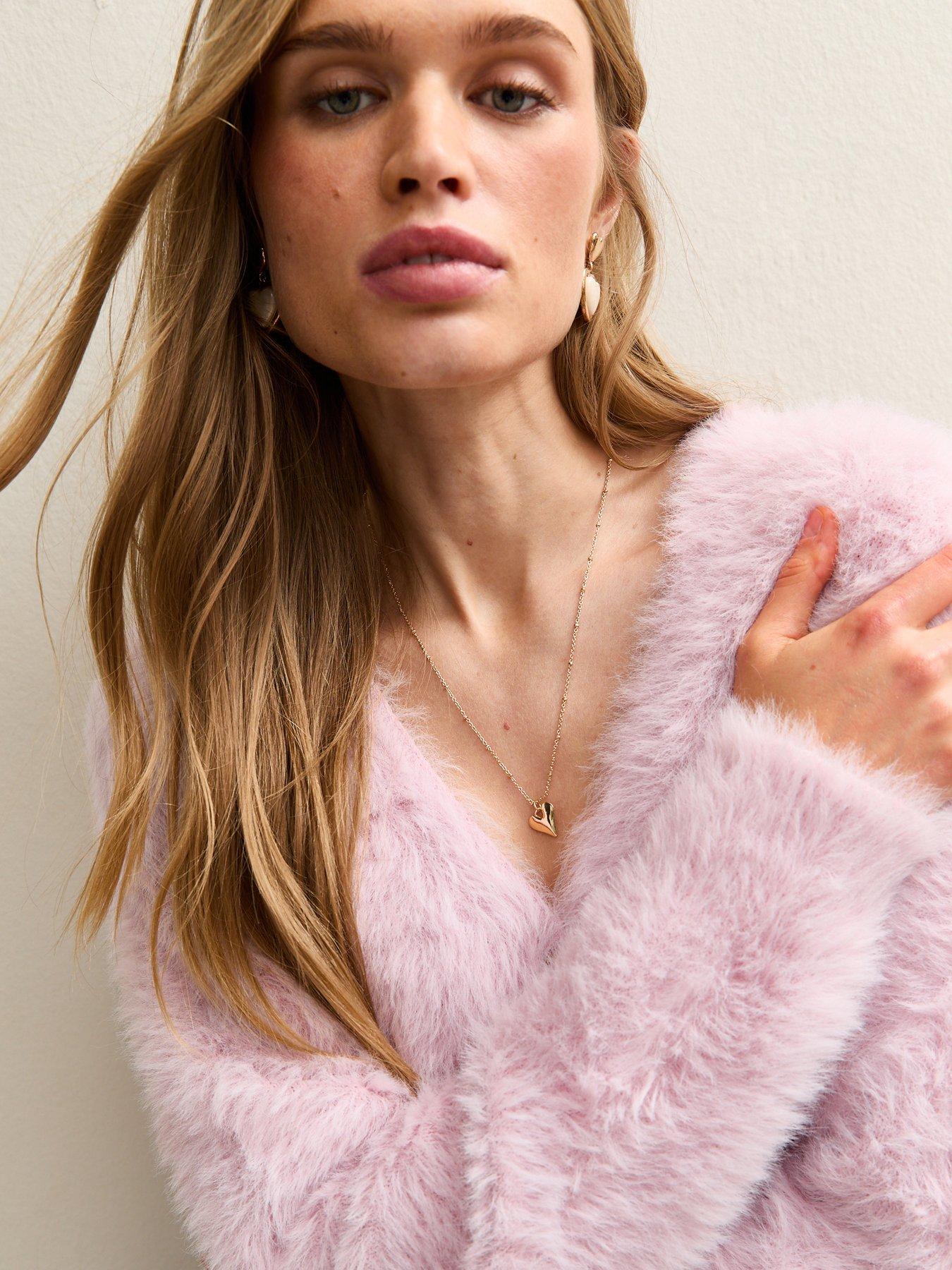 New Look Super Fluffy Button Up Cardigan - Light Pink | Very