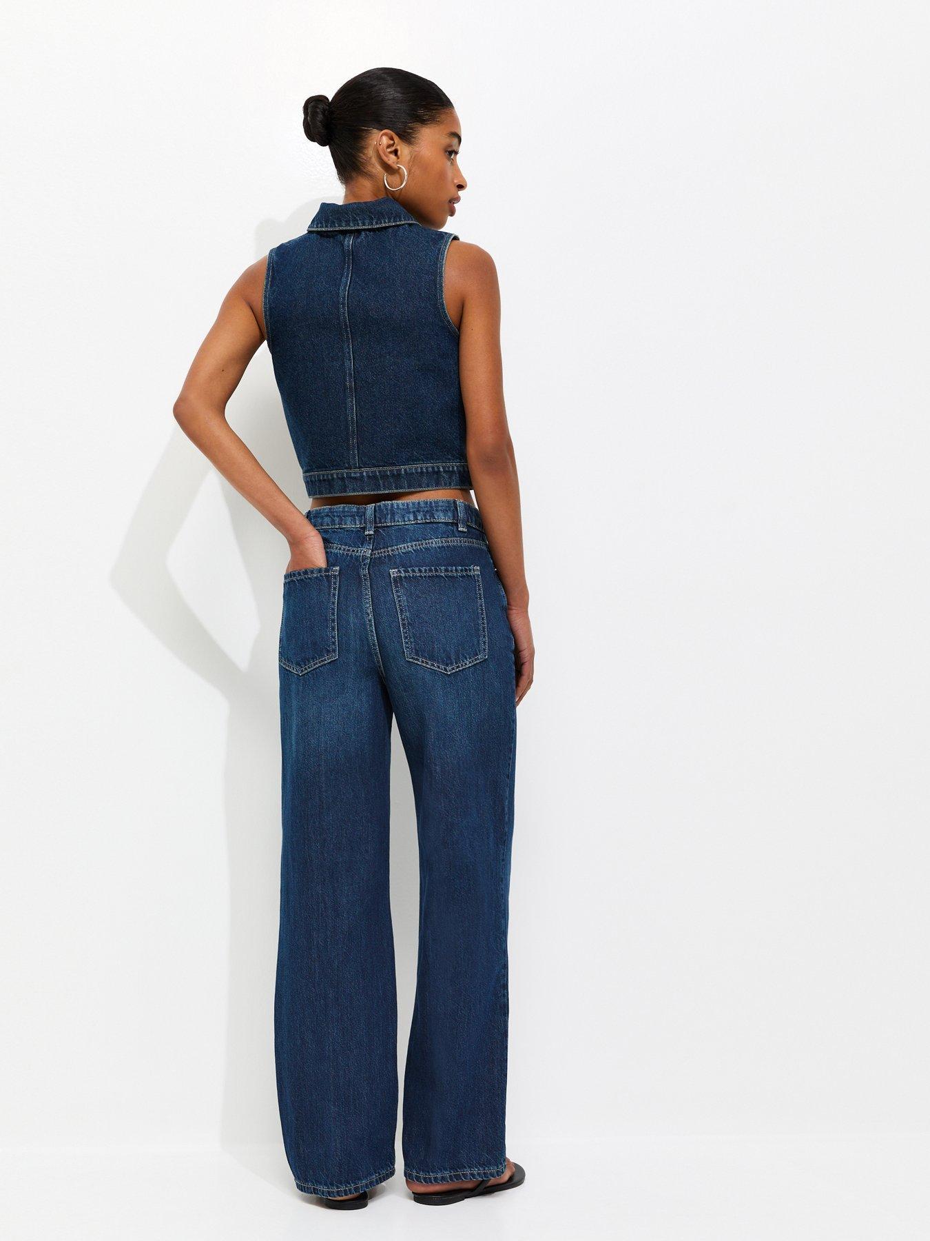 New Look Centre Crease Wide Leg Jeans - Blue | Very