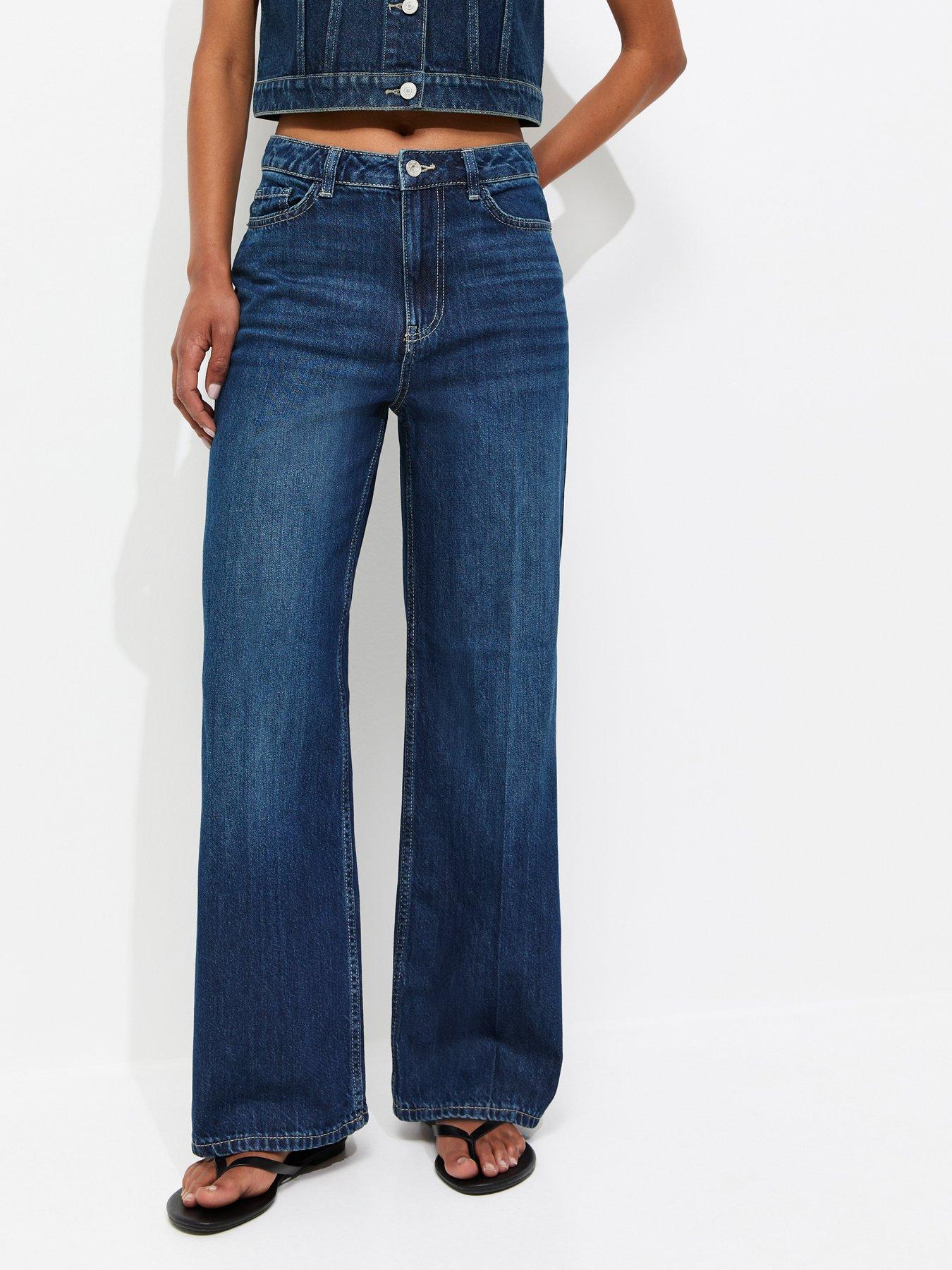 New Look Centre Crease Wide Leg Jeans - Blue | Very