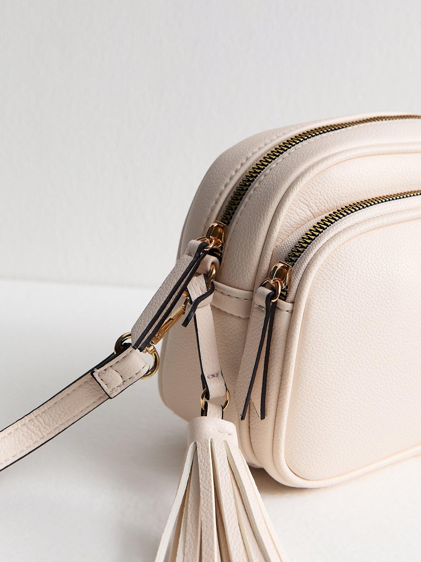 New Look Faux Leather Tassel Crossbody Camera Bag - White | Very