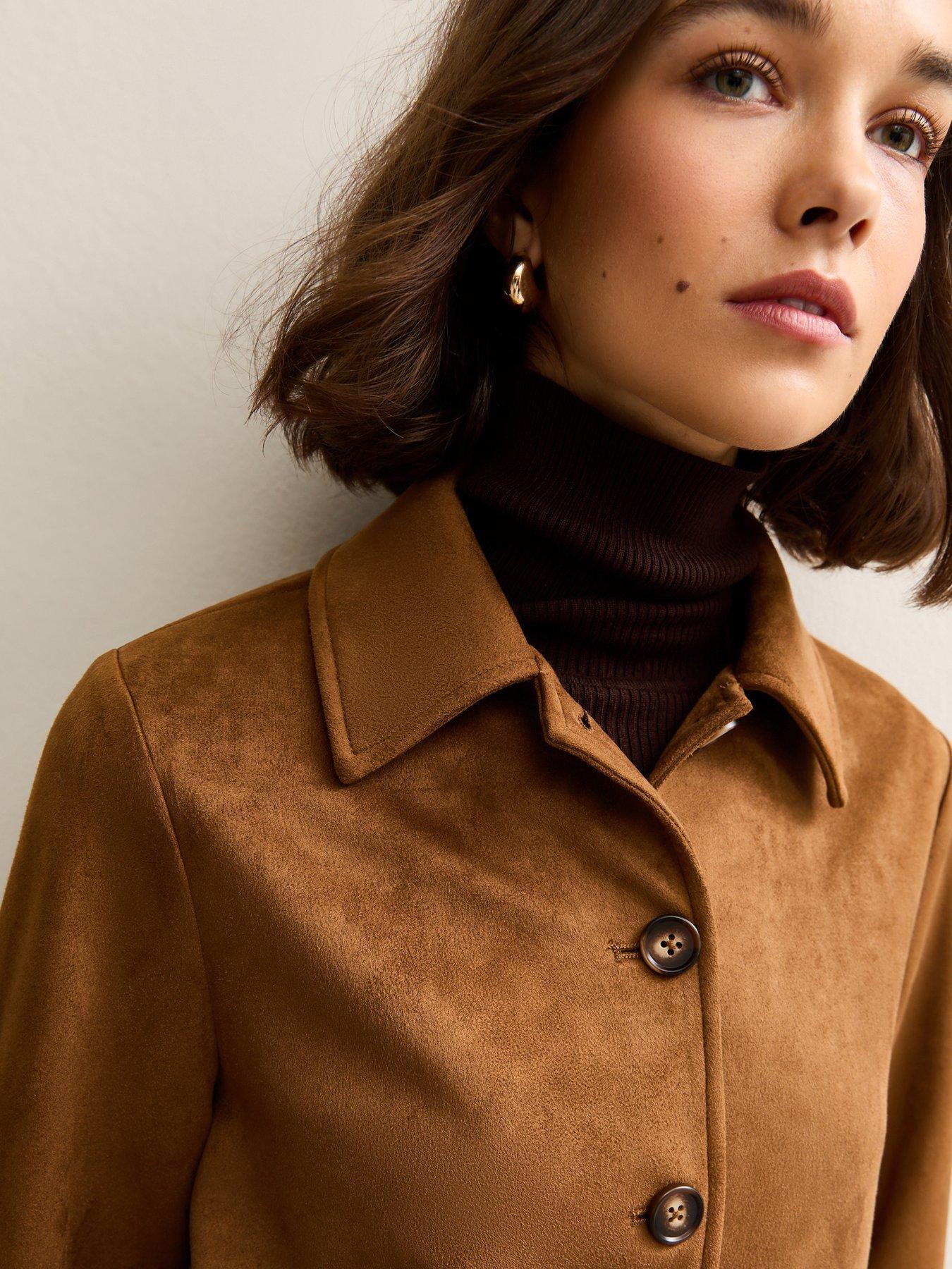New Look Faux Suede Button Front Jacket - Tan | Very