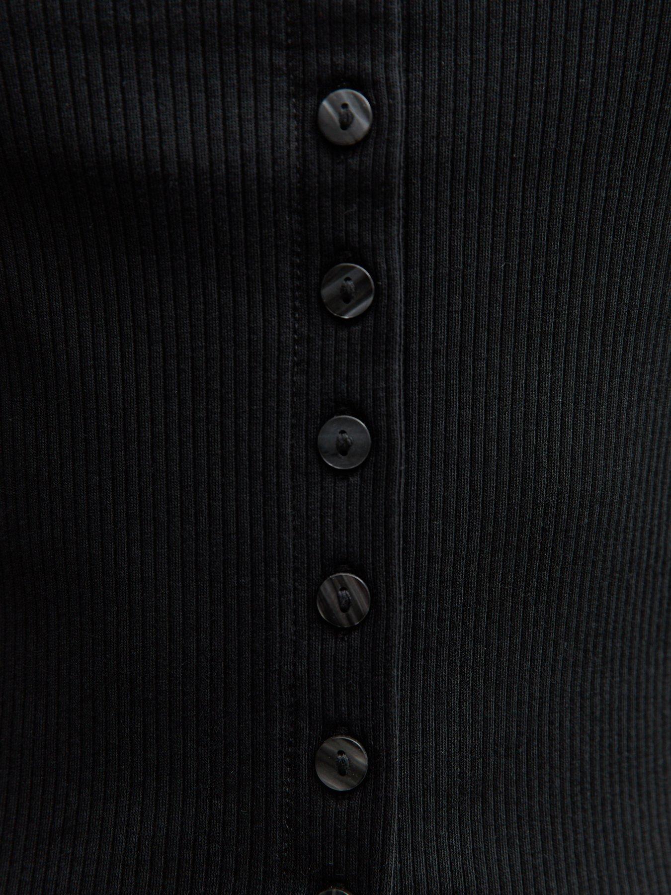 New Look Button Through Baby Tee - Black | Very