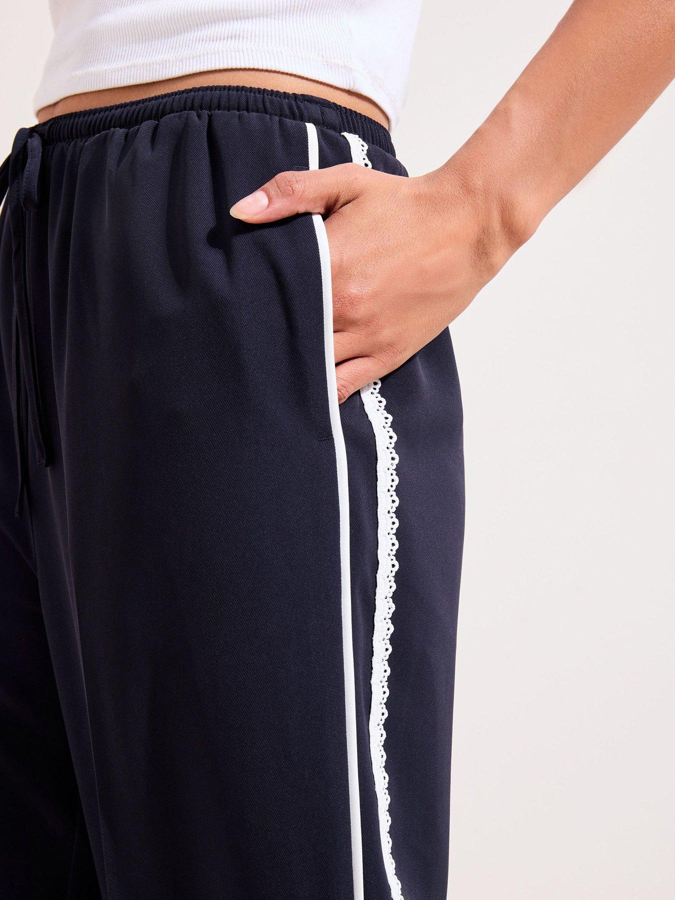 Friends Like These Crochet Side Trim Trouser - Navy | Very