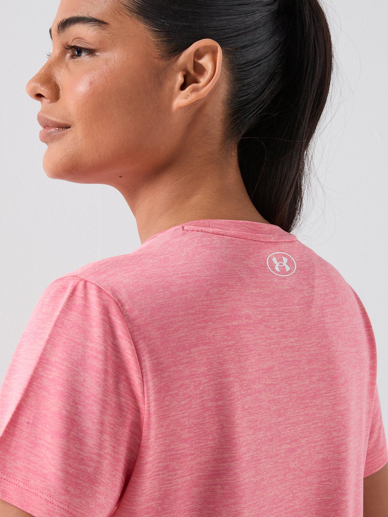 UNDER ARMOUR Womens Training Tech Short Sleeve Crew Neck T-Shirt - Pink ...