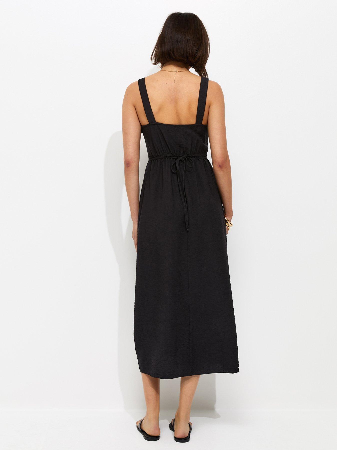 New Look Square Neck Frilly Trim Midi Dress - Black | Very