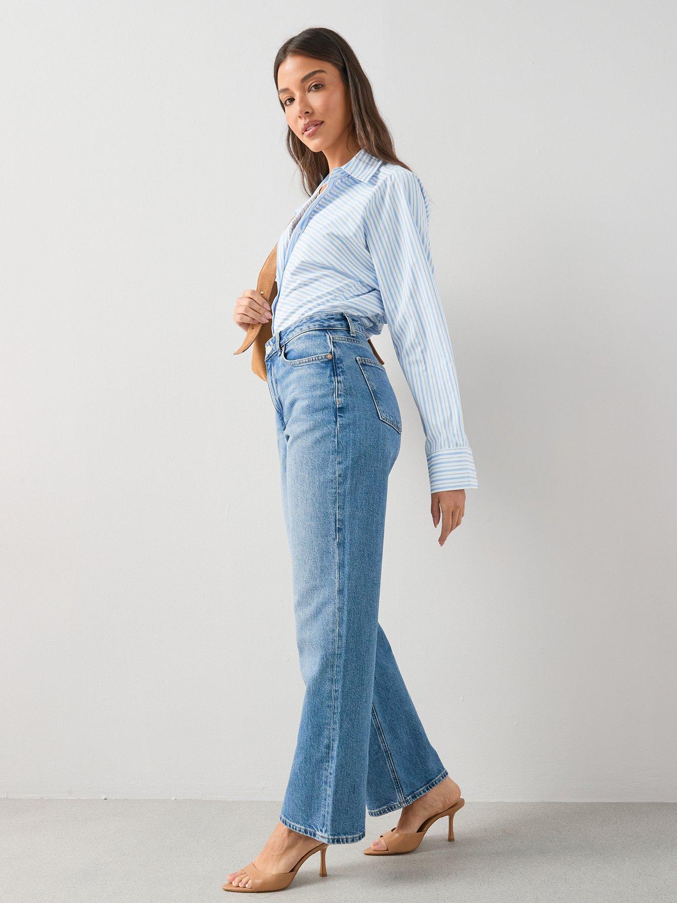 The Very Collection Wide Leg Jeans With Stretch - Mid Wash | Very